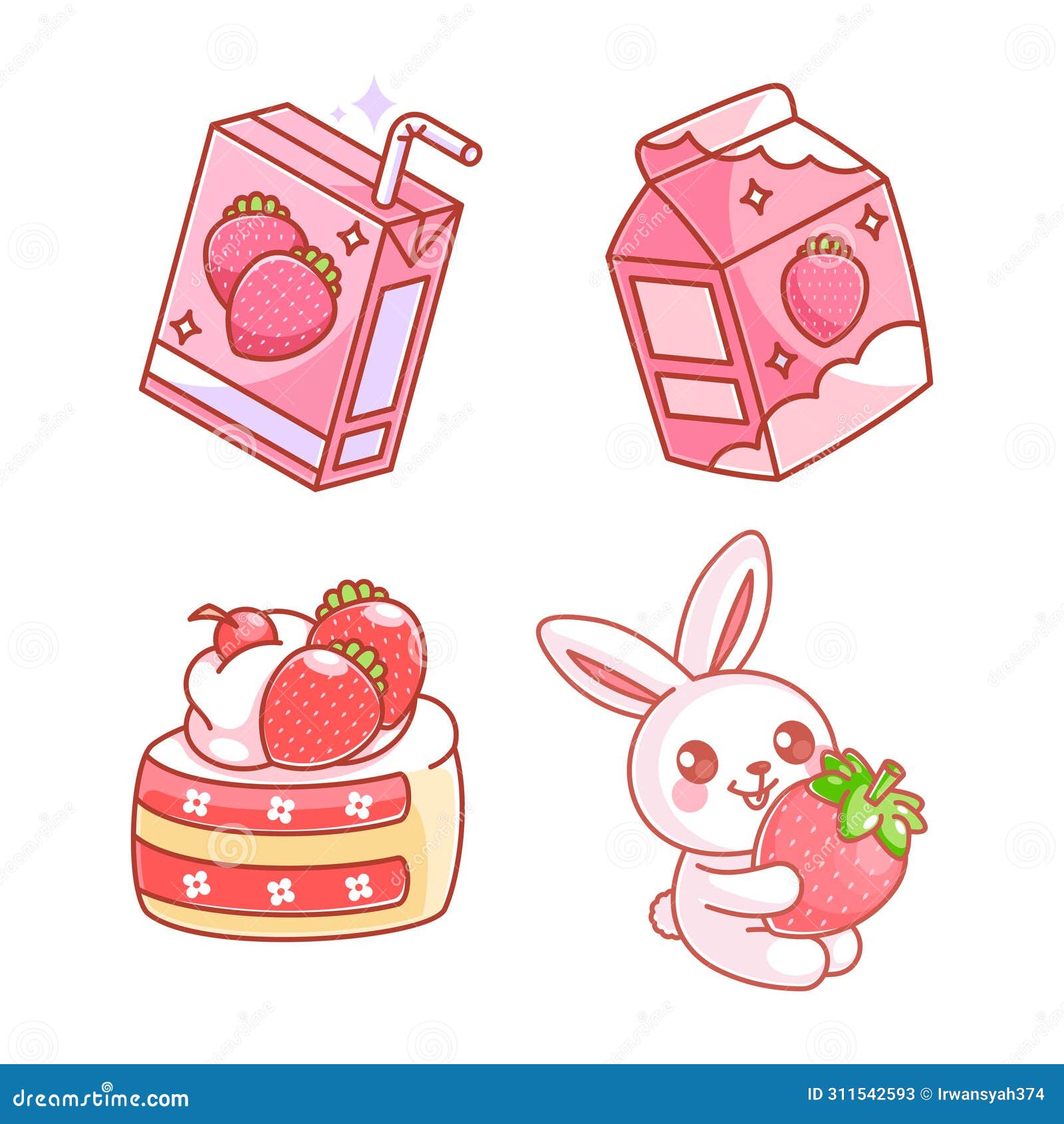 Cartoon Style Strawberry Box Set Stock Vector - Illustration of ...