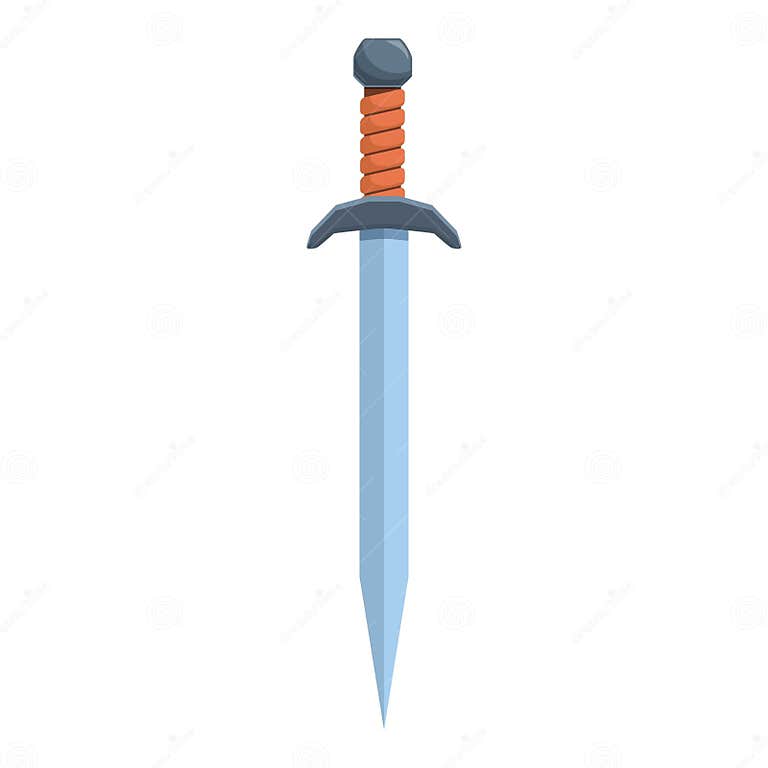 Cartoon Style Sword With A Wrapped Handle Pointing Down Stock Vector Illustration Of Cartoon