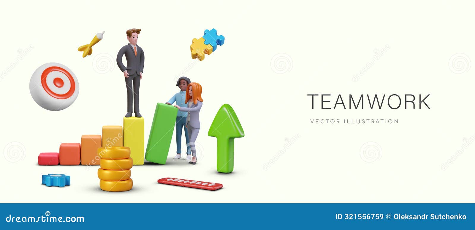 Cartoon Style Teamwork Concept. Employees Perform Tasks in Friendly ...