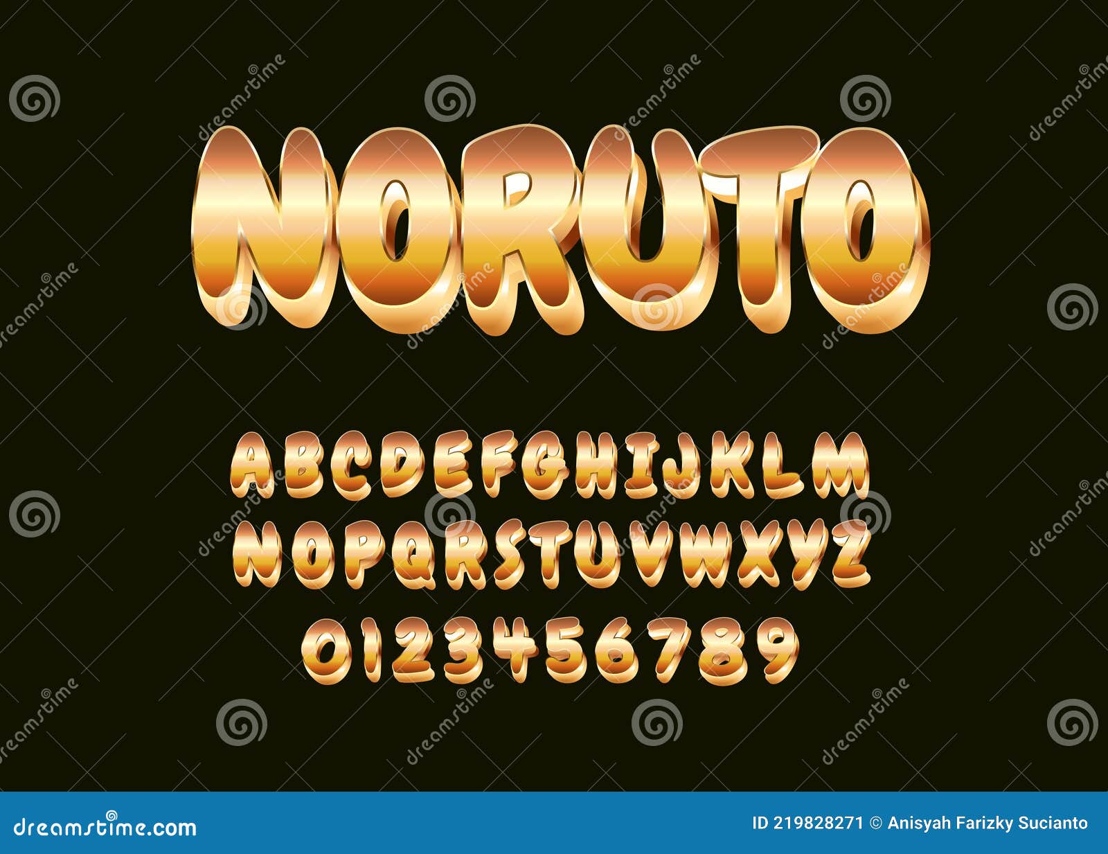 Cartoon Style Text Effect. Set of Alphabet and Number with Famous Ninja ...