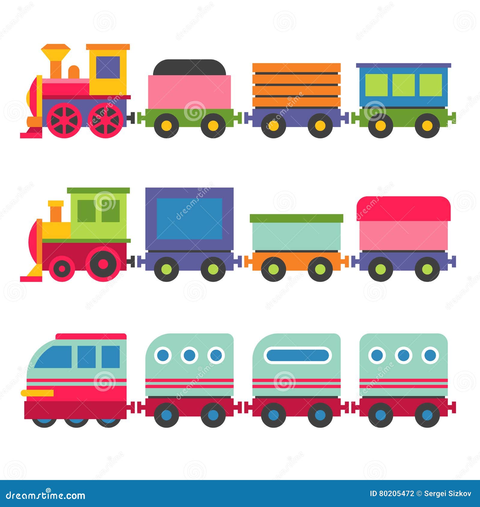 Cartoon Style Toy Railroad Train Set. Vector Stock Vector ...