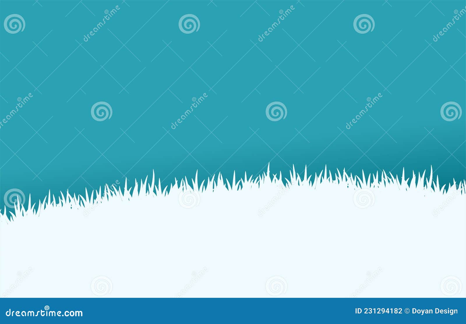 Cartoon Style Vector Illustration Blue Background Design with Grass ...