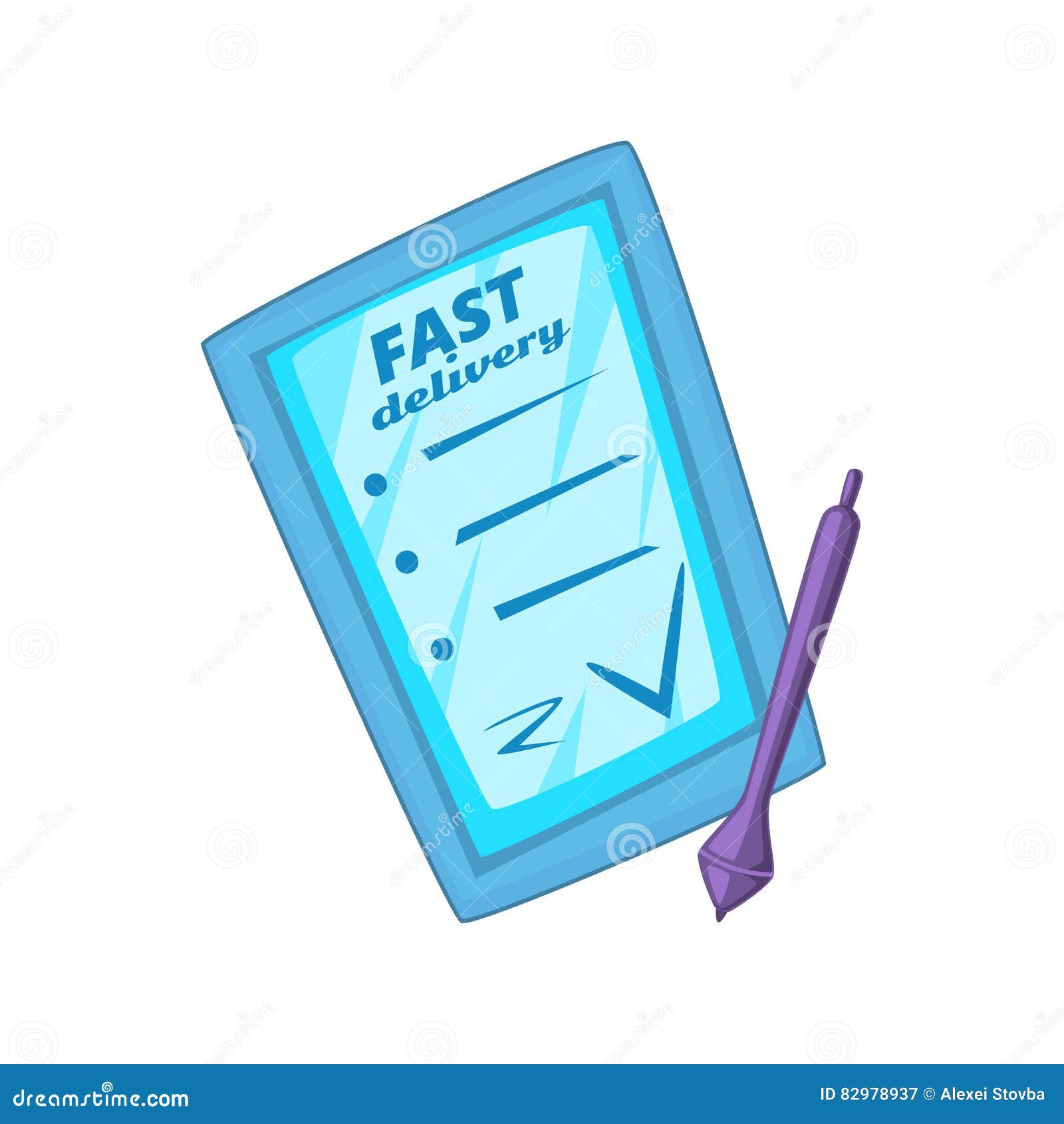 Cartoon Style Vector Illustration of Tablet Pc for Delivery Service ...