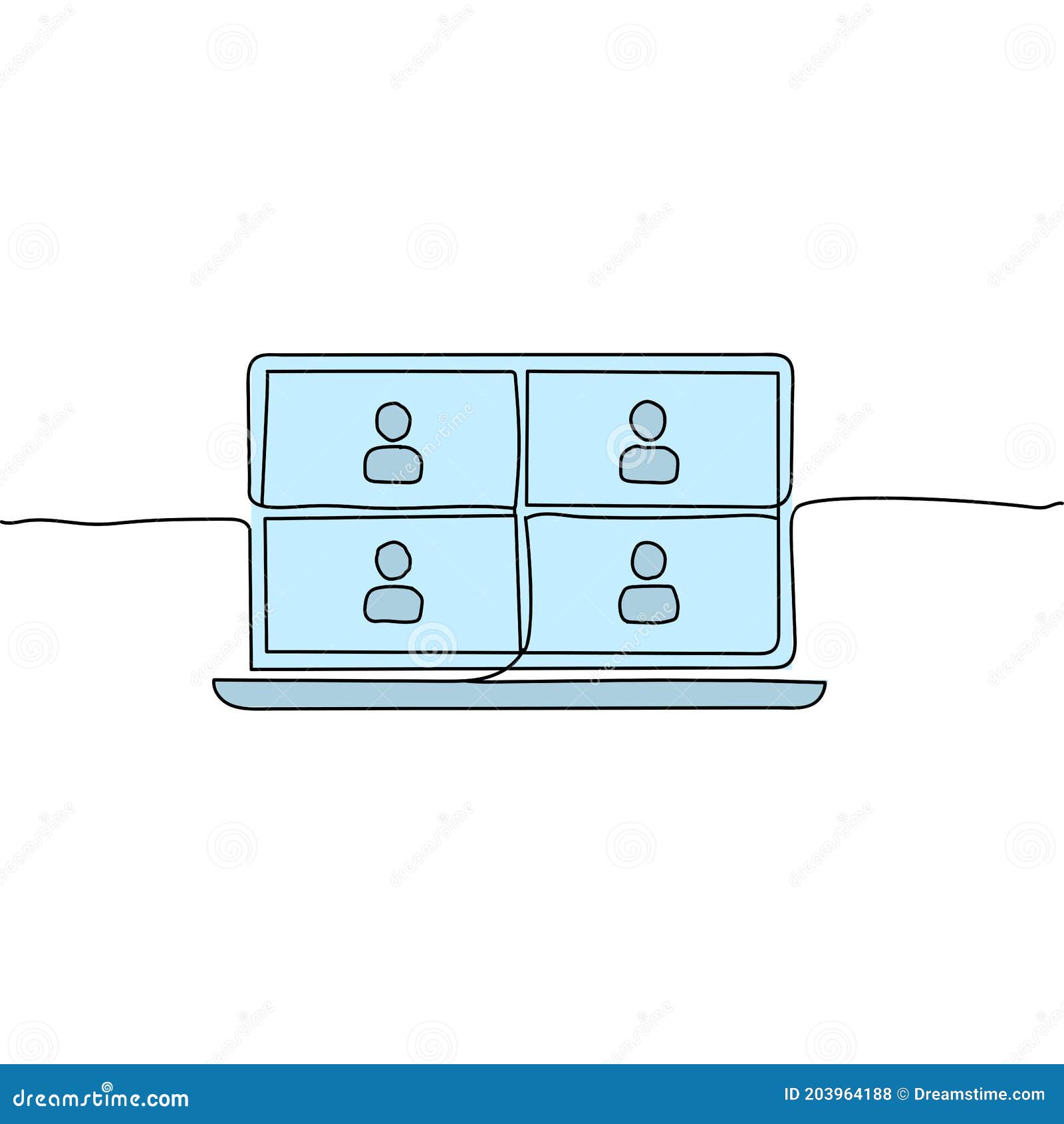 Cartoon-style Video Call Concept on a Notebook Screen. Stock Vector ...