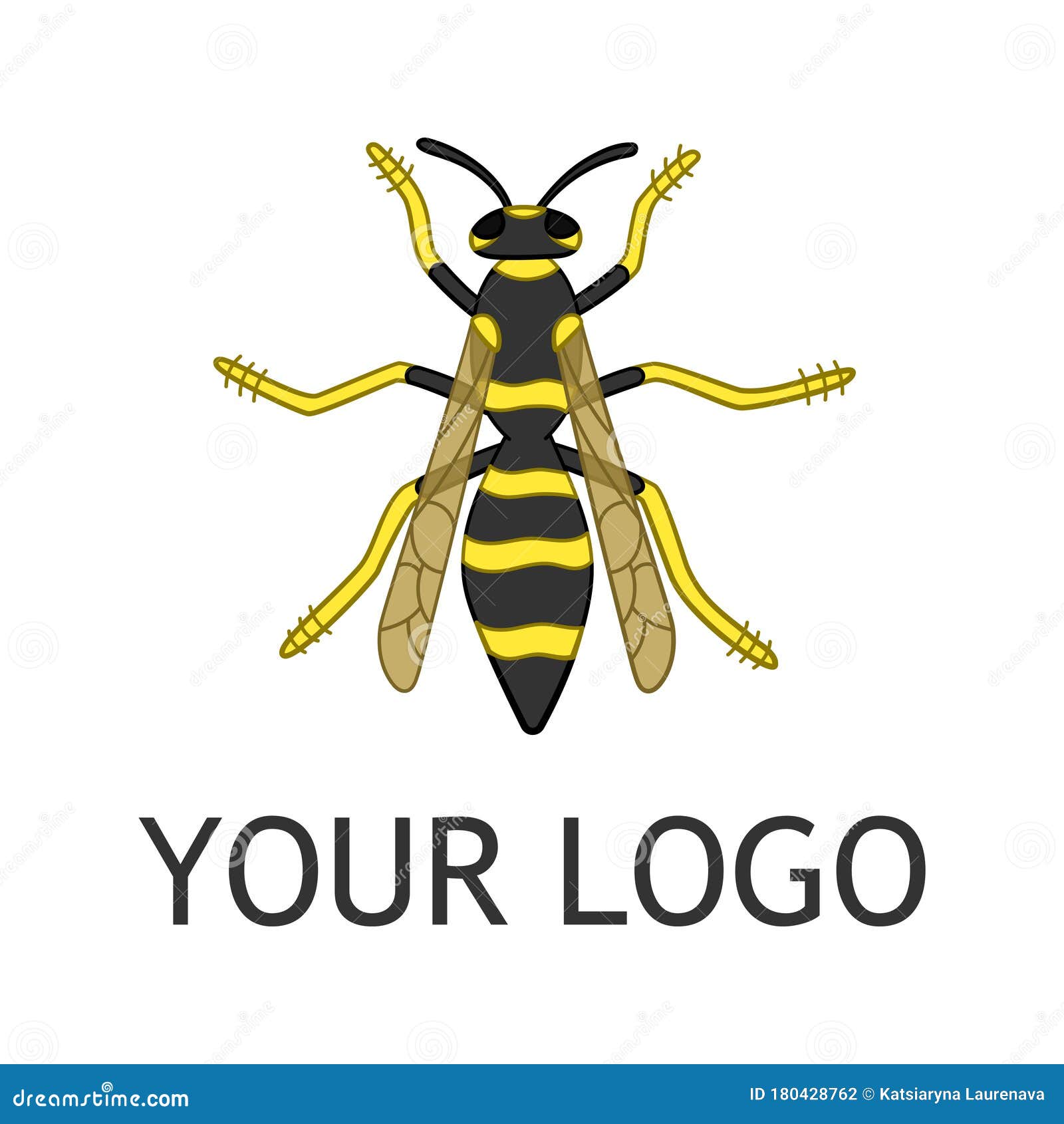 Cartoon Style Wasp Logo Template Isolated Illustration on White ...