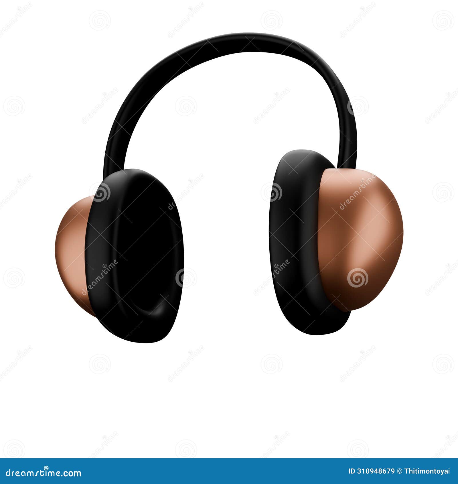 Cartoon Style Wireless Headphones Brown 3D. Stock Illustration ...