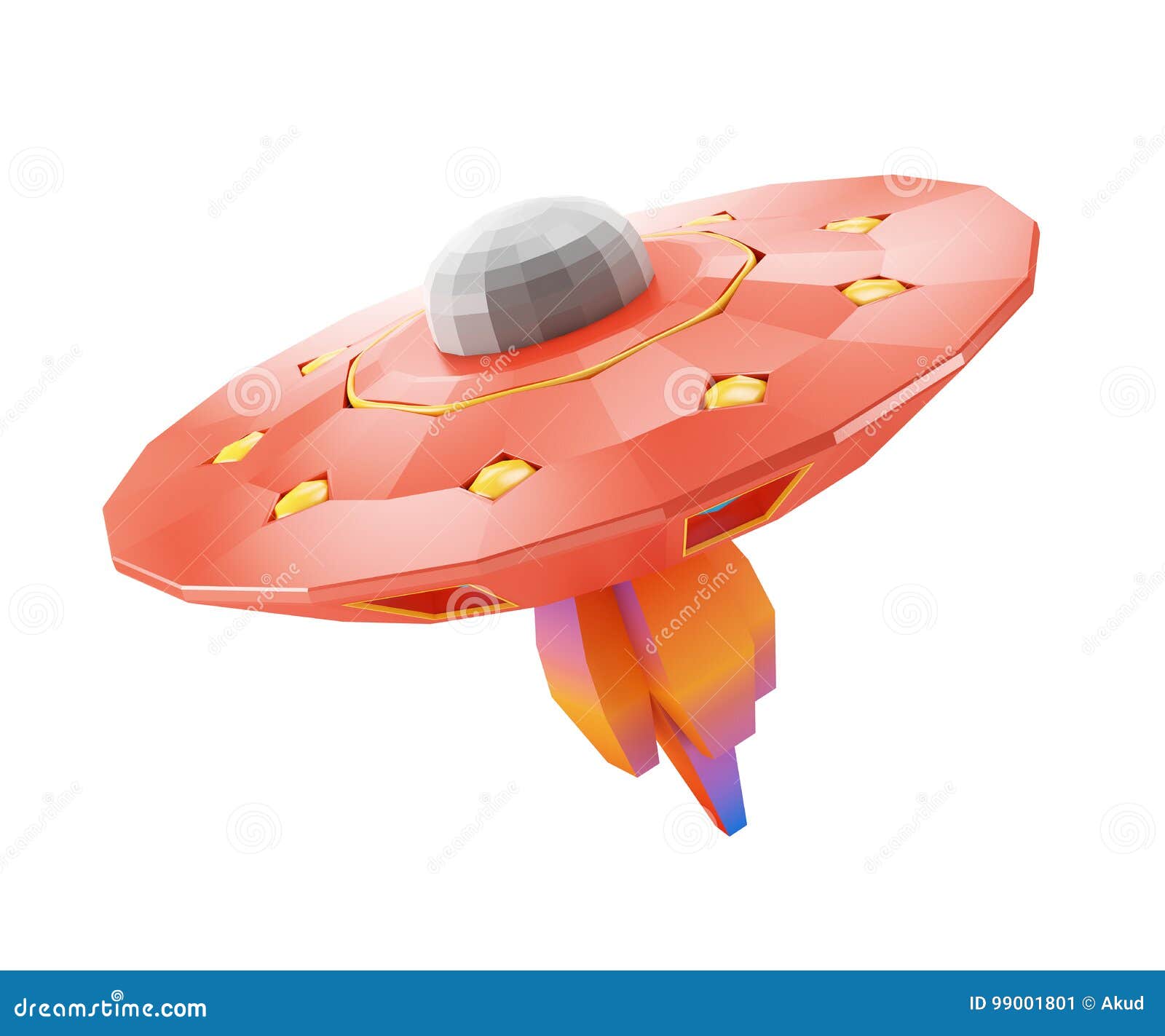 Cartoon Styled Low Poly Ufo Isolated on White Background Stock ...