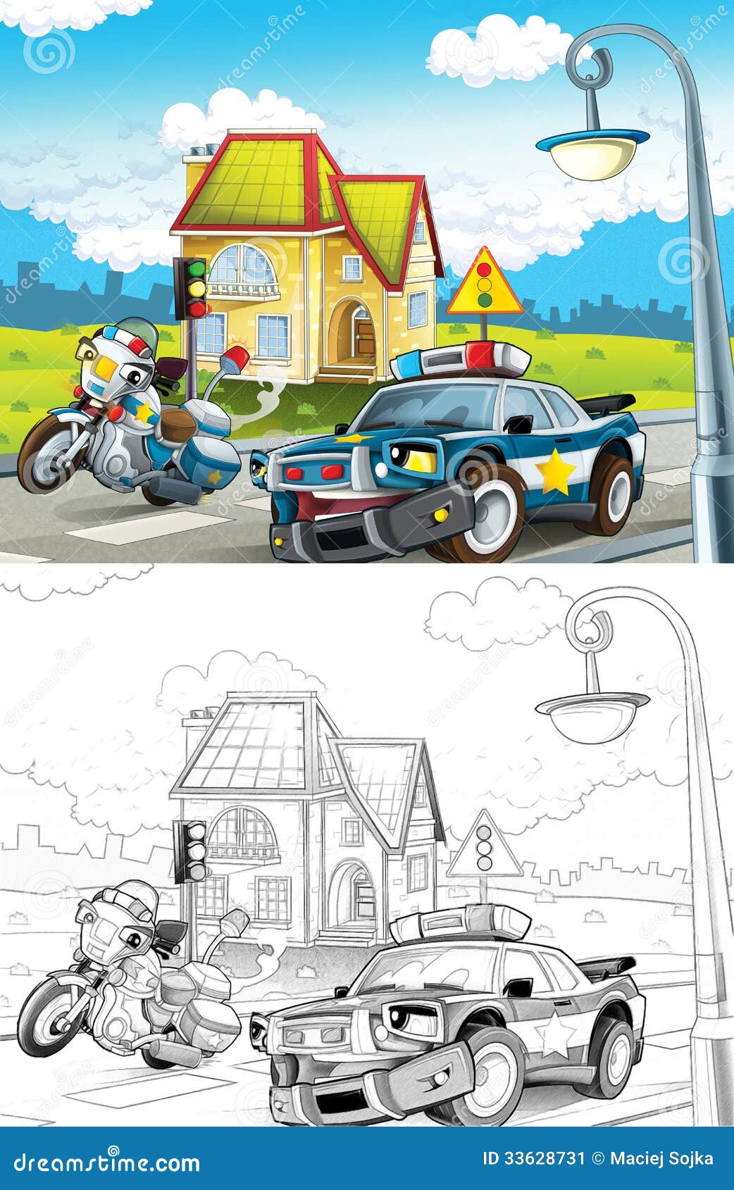 Cartoon Styled Machine Coloring Page Royalty-Free Stock Photo ...