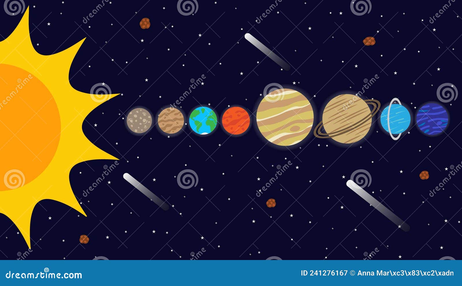 Cartoon Stylised Solar System Stock Vector - Illustration of galaxy ...