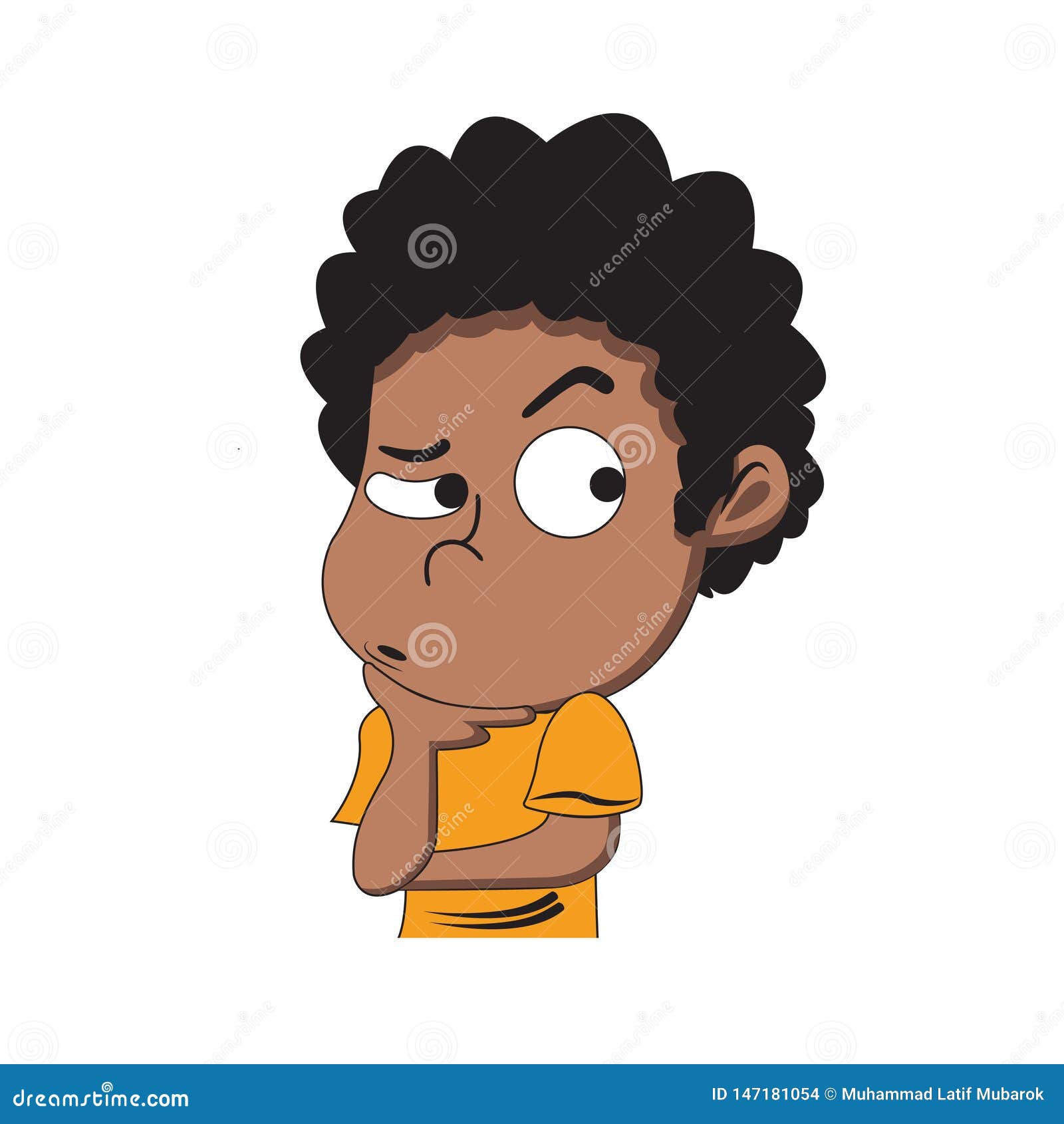 Stylish Slang Cartoon People Brown Skin, Curly Hair Stock Vector ...