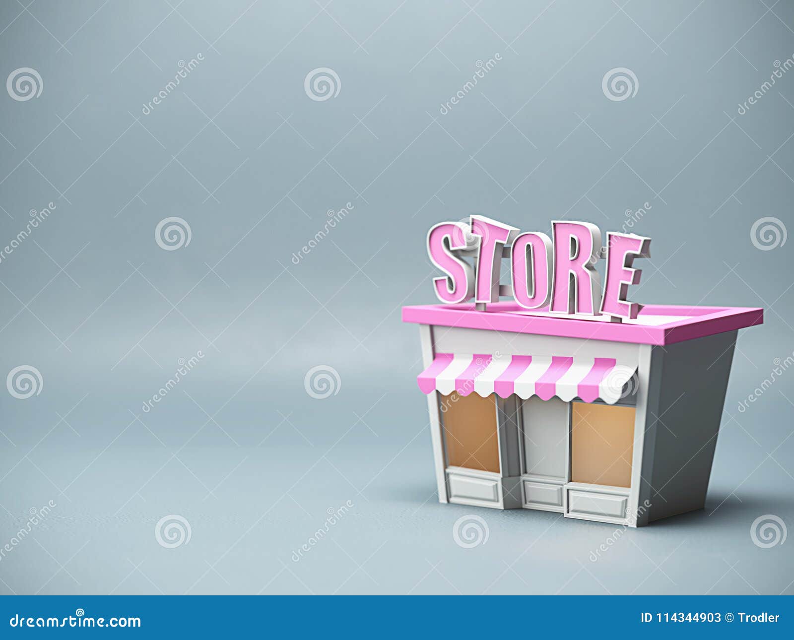 Cartoon Stylized Green White Color Store.. 3d Render Stock Illustration ...