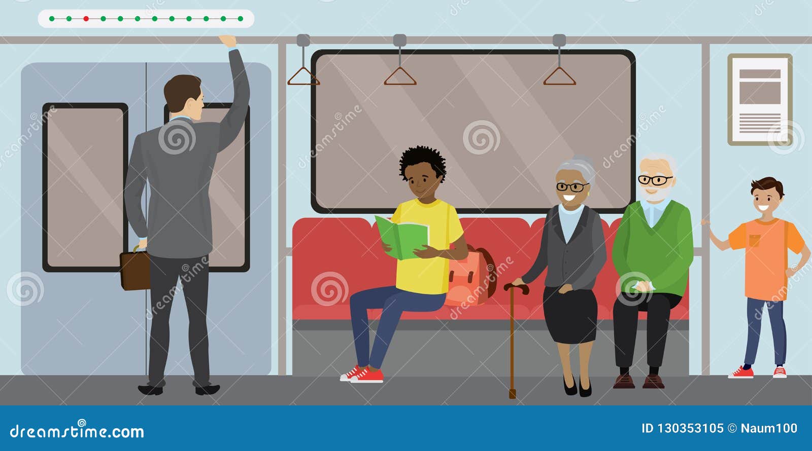 Cartoon Subway Underground Train Car Modern Interior. Stock Vector ...