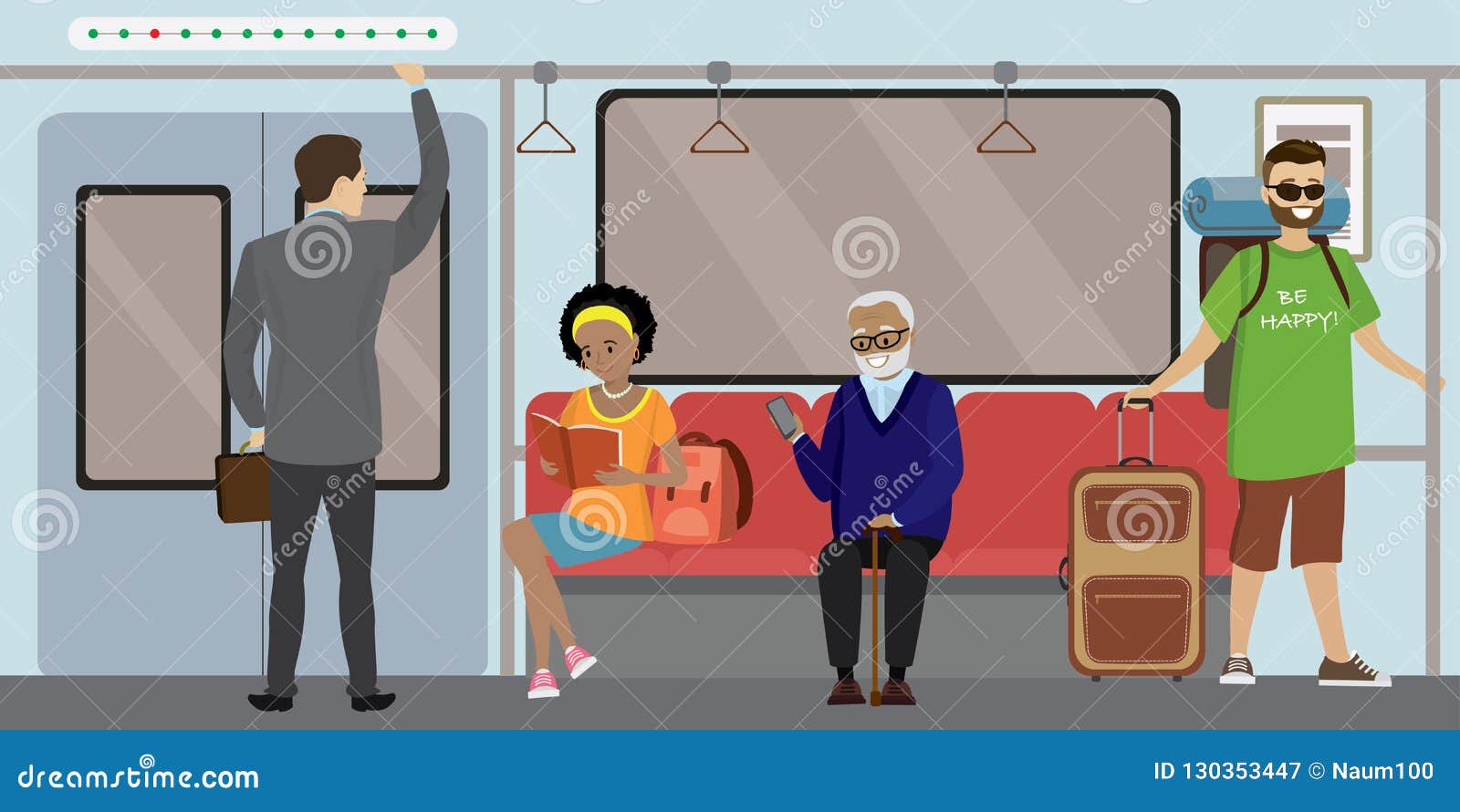 Cartoon Subway Underground Train Car Modern Interior. Stock Vector ...