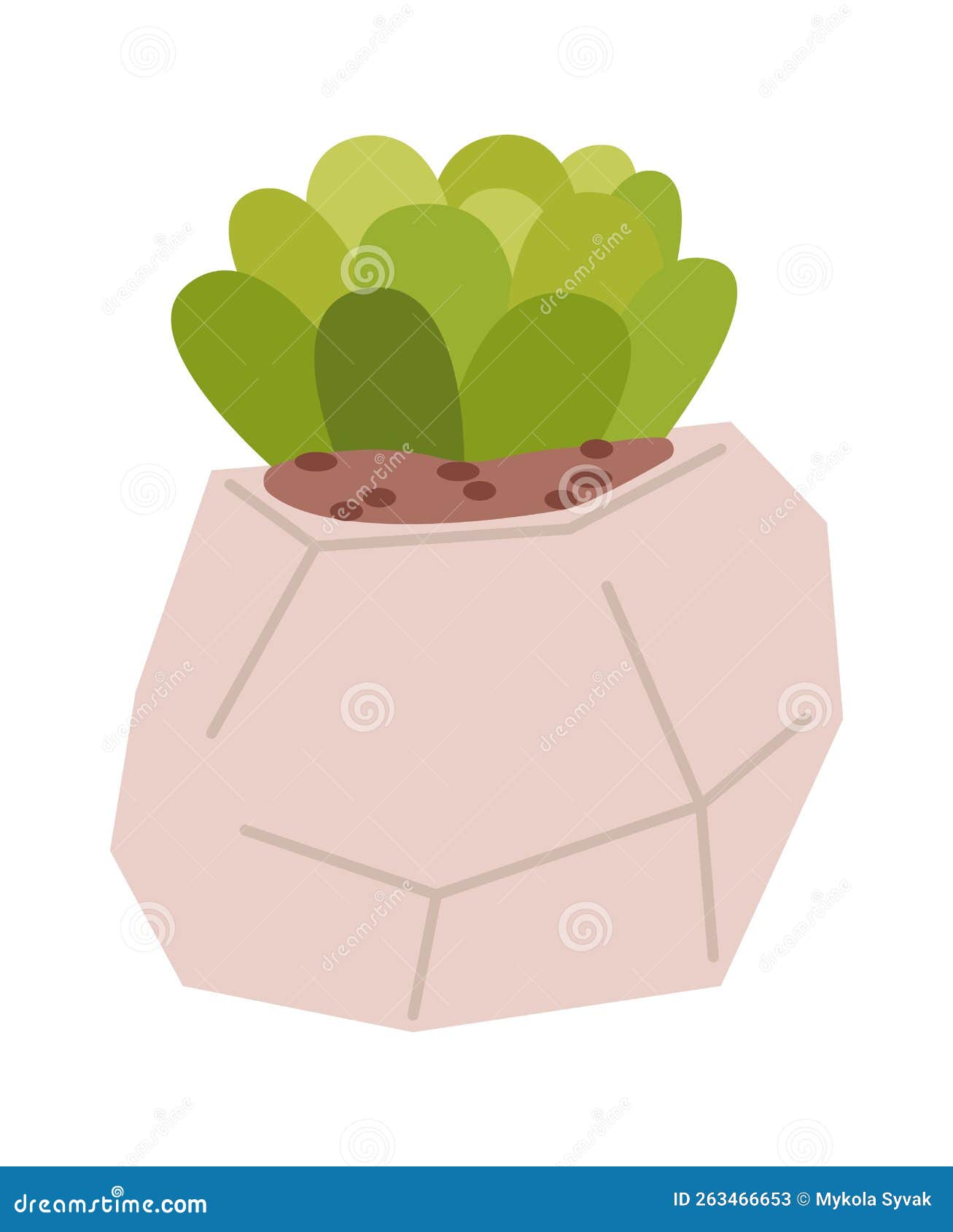 Cartoon Succulent Plant in Ceramic Pot Flat Icon Stock Vector ...