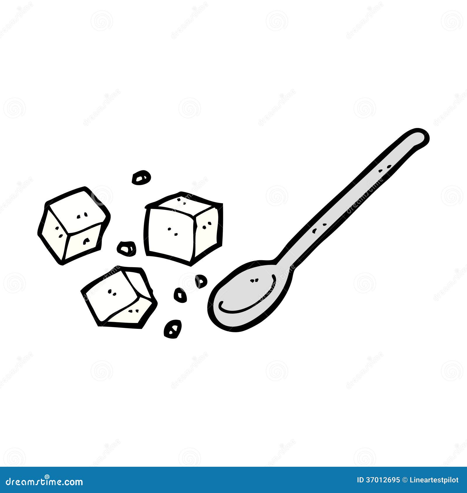 Cartoon Sugar Lumps and Spoon Stock Vector - Illustration of silly ...