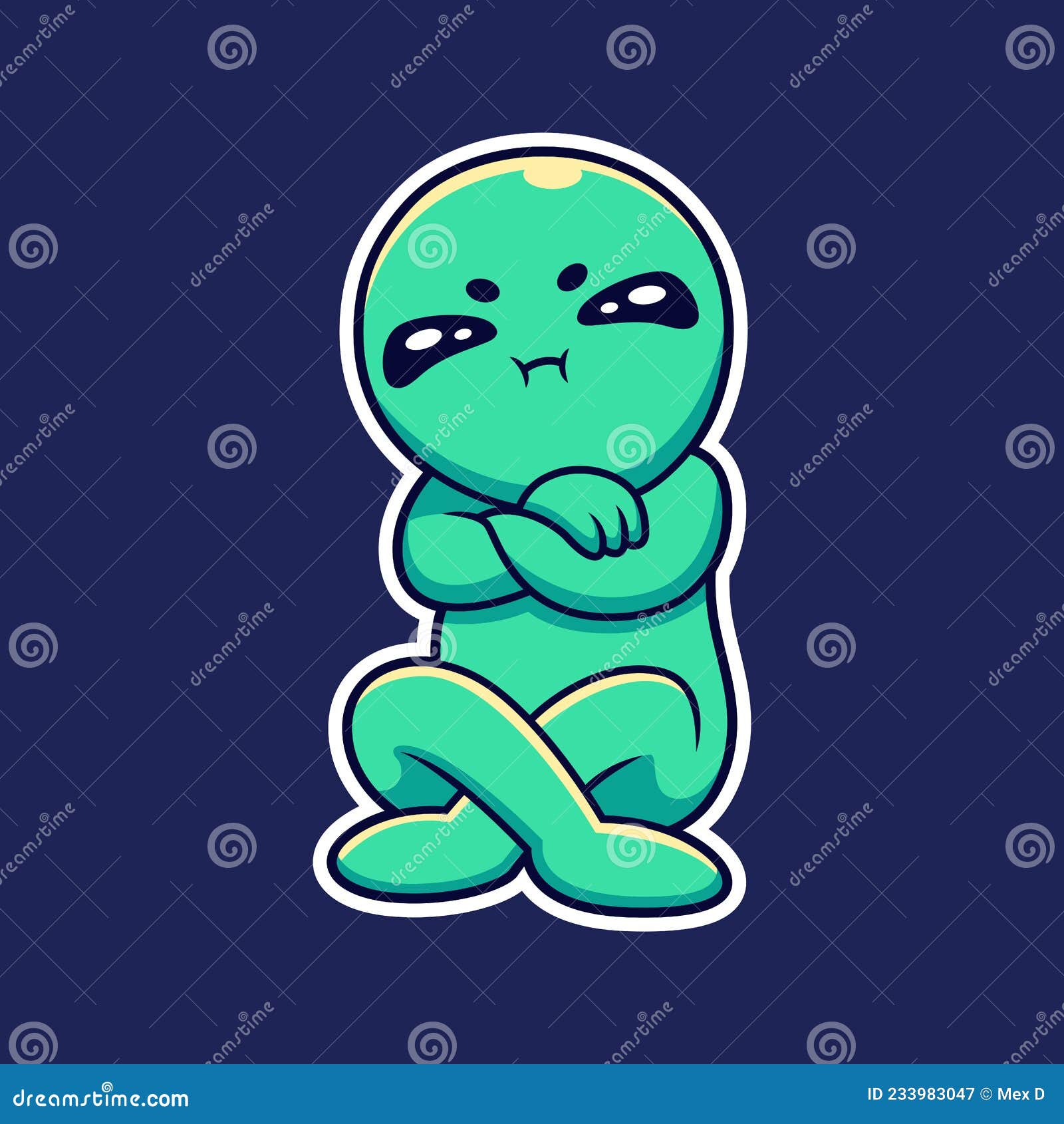 Cartoon Sulky Alien with Funny Pose Stock Vector - Illustration of idea ...