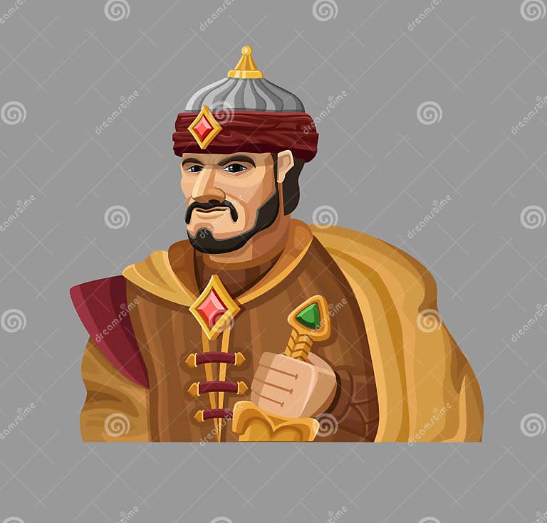 Cartoon Sultan in gold stock vector. Illustration of graphic - 59342512