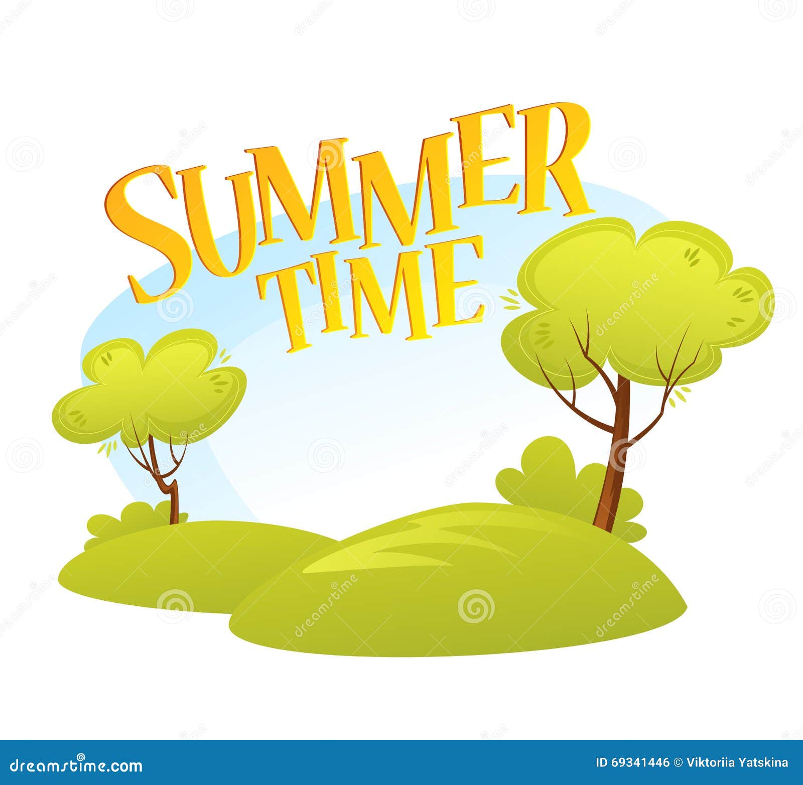 Cartoon Summer Landscape Background. Summer Tree Stock Vector ...