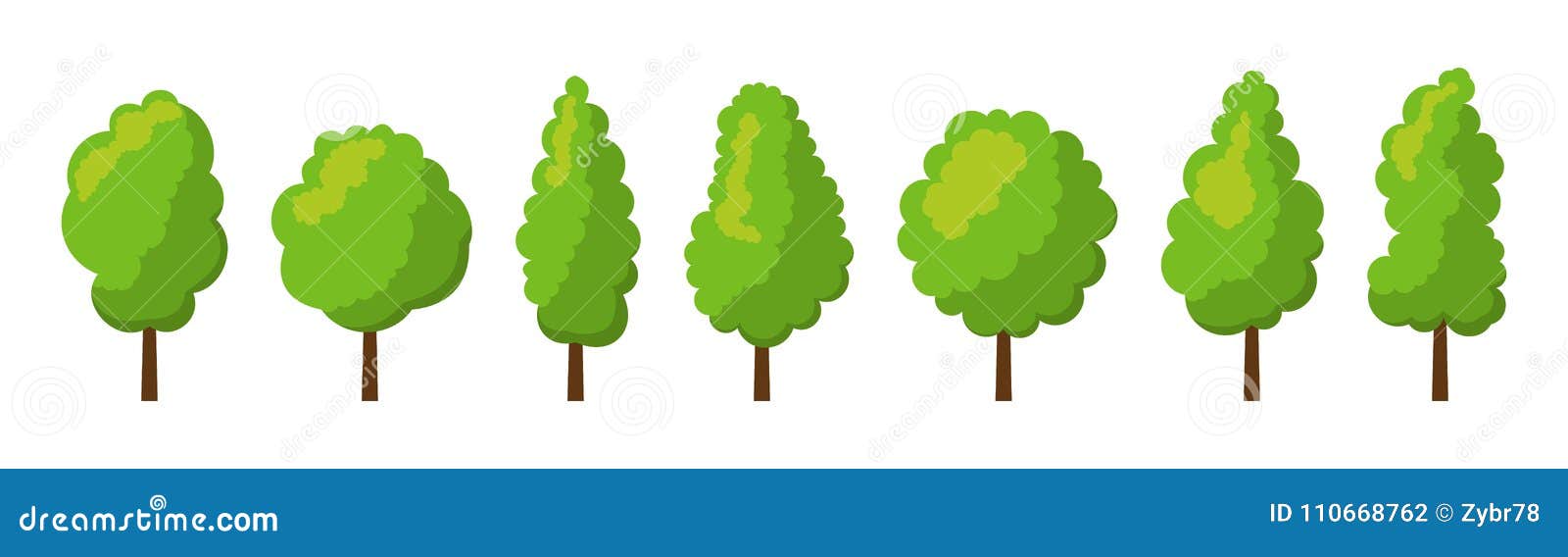 Cartoon summer tree set stock vector. Illustration of abstract - 110668762