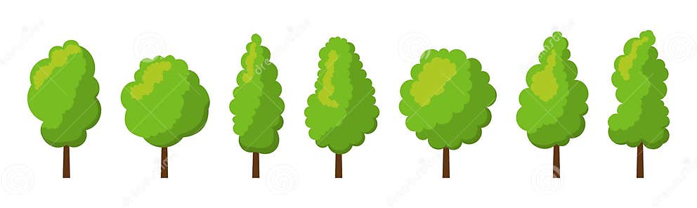 Cartoon summer tree set stock vector. Illustration of abstract - 110668762