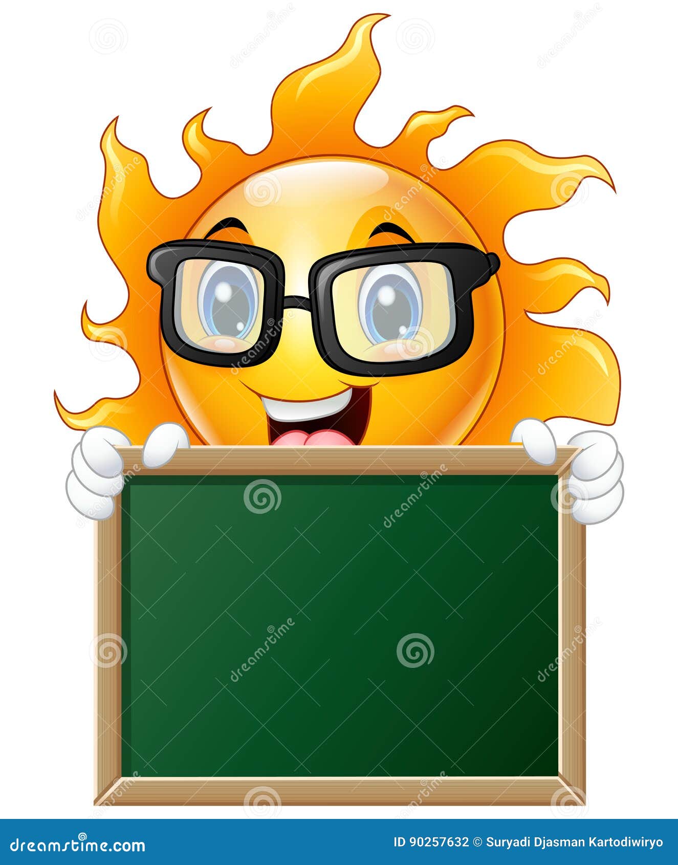Cartoon Sun Character Holding a Chalkboard Stock Vector - Illustration ...