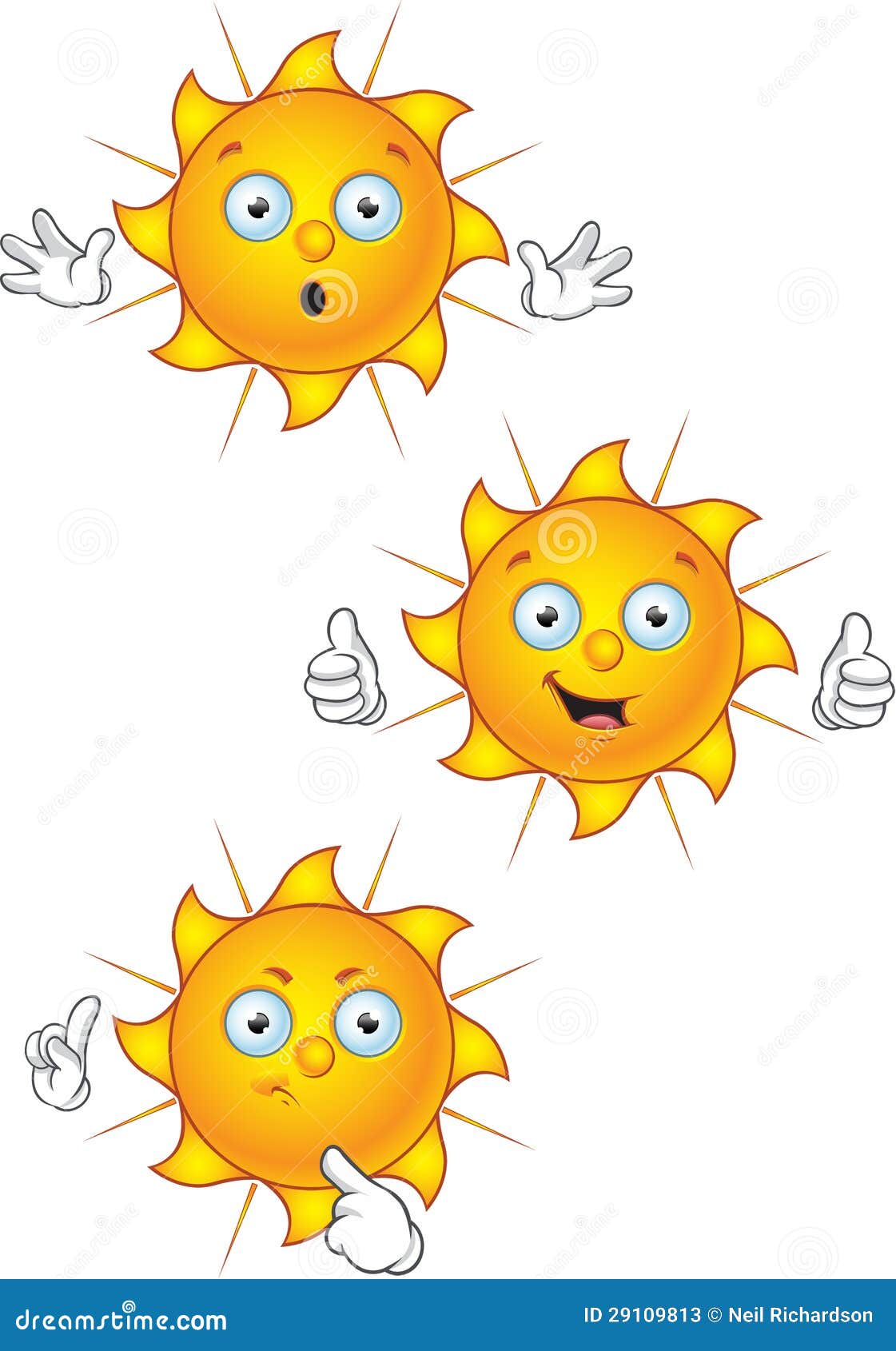 Cartoon Sun Character Set stock vector. Illustration of symbol - 29109813