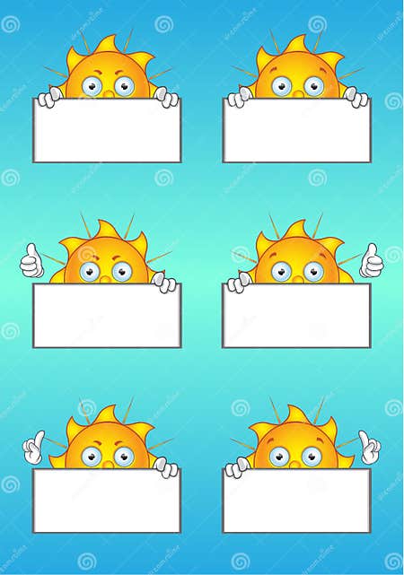 Cartoon Sun Character Set stock vector. Illustration of face - 29109815