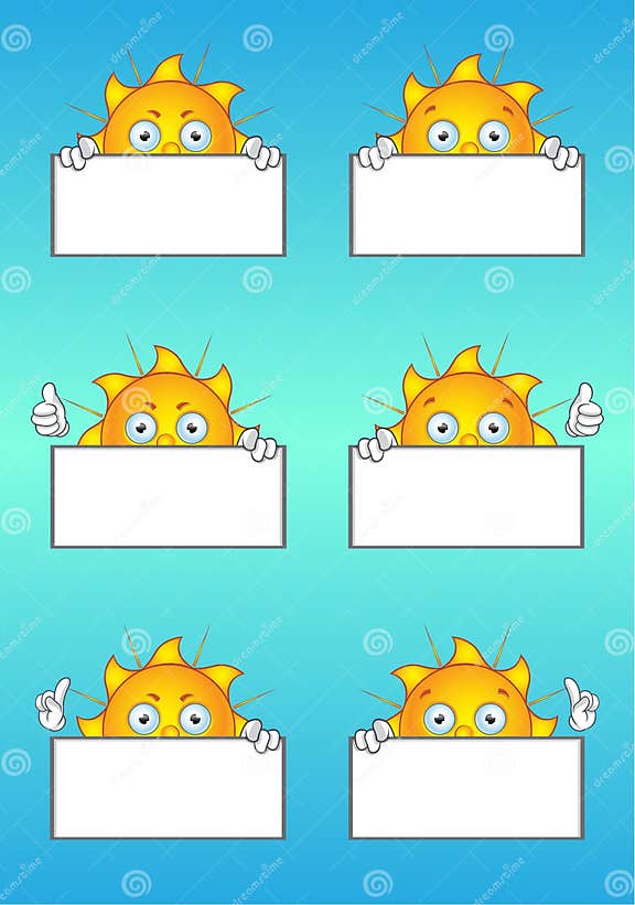 Cartoon Sun Character Set stock vector. Illustration of face - 29109815