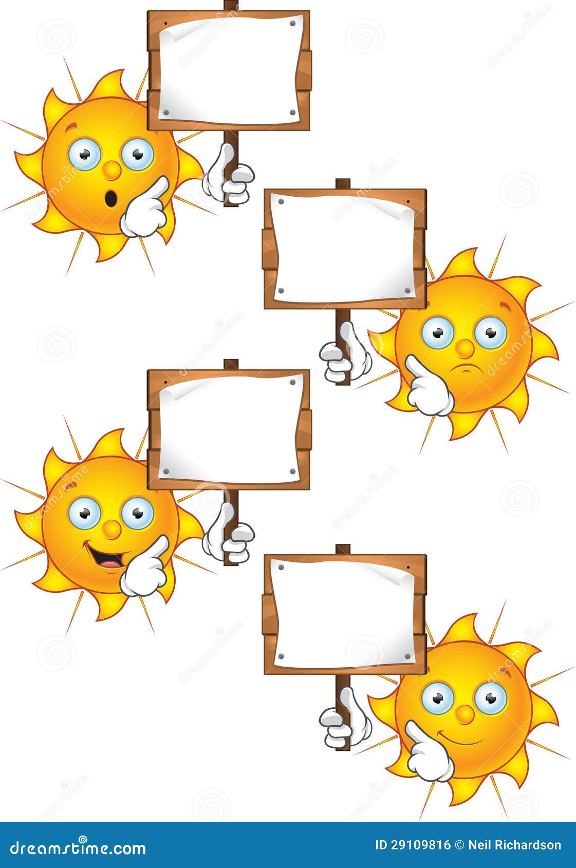Cartoon Sun Character Set stock vector. Illustration of summer - 29109816
