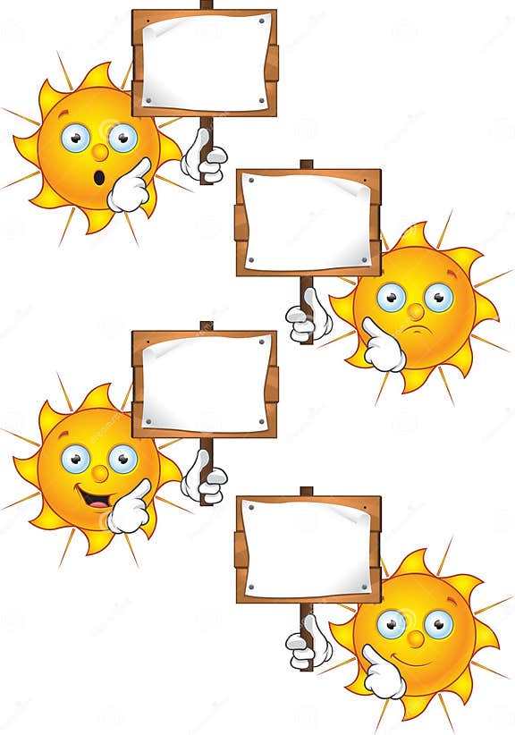 Cartoon Sun Character Set stock vector. Illustration of summer - 29109816