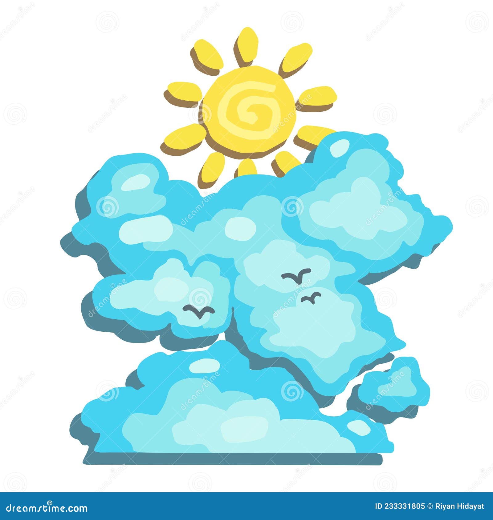 Cartoon Sun and Clouds Vector Illustration Stock Vector - Illustration ...