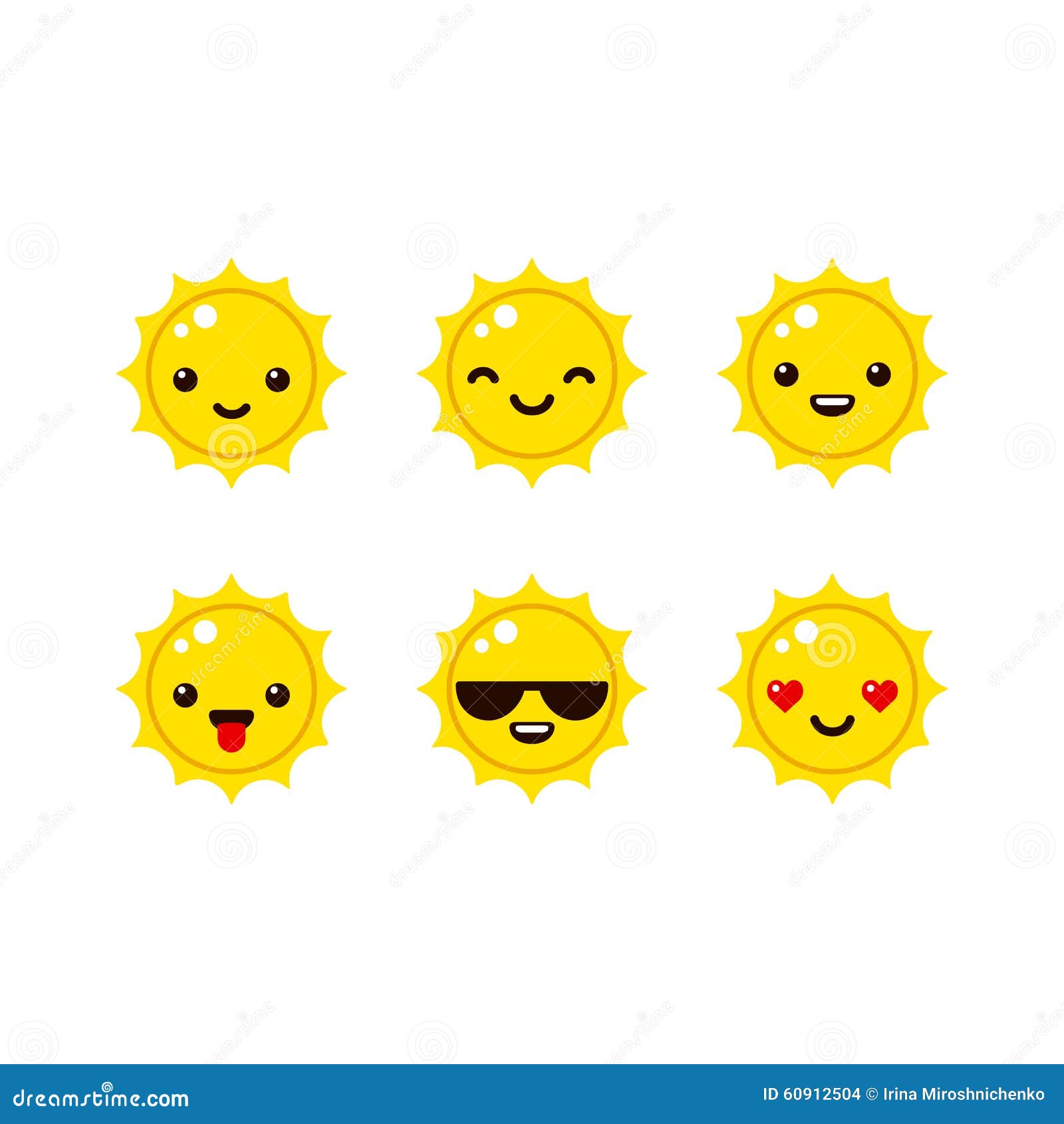 Cartoon sun emoticons stock vector. Illustration of icon - 60912504