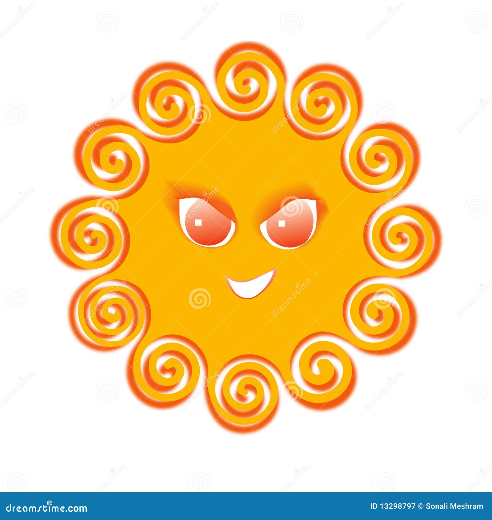 Cartoon Sun face stock vector. Illustration of graphics - 13298797