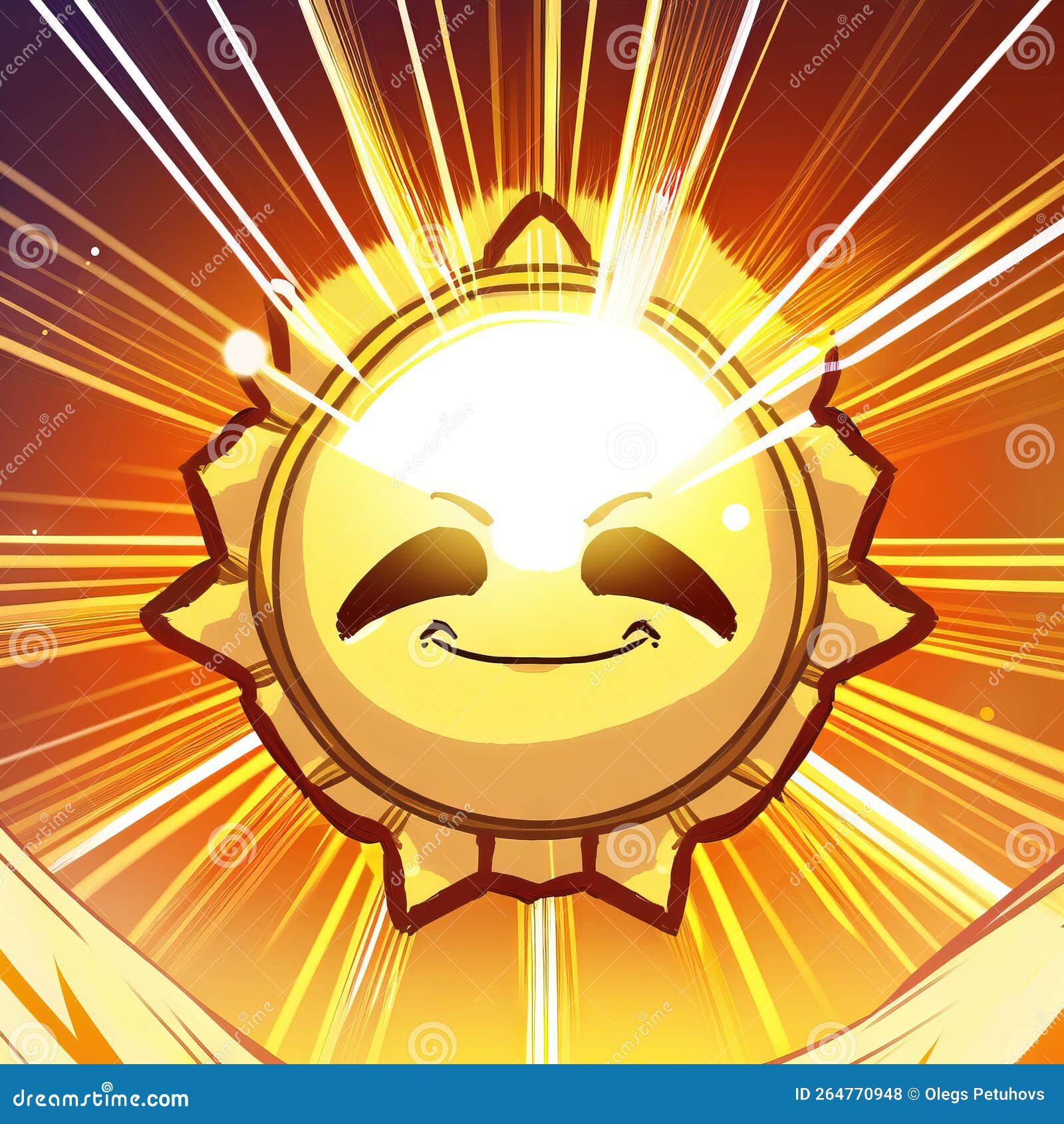 A Cartoon Sun with a Face and a Smile on it S Face Stock Illustration ...