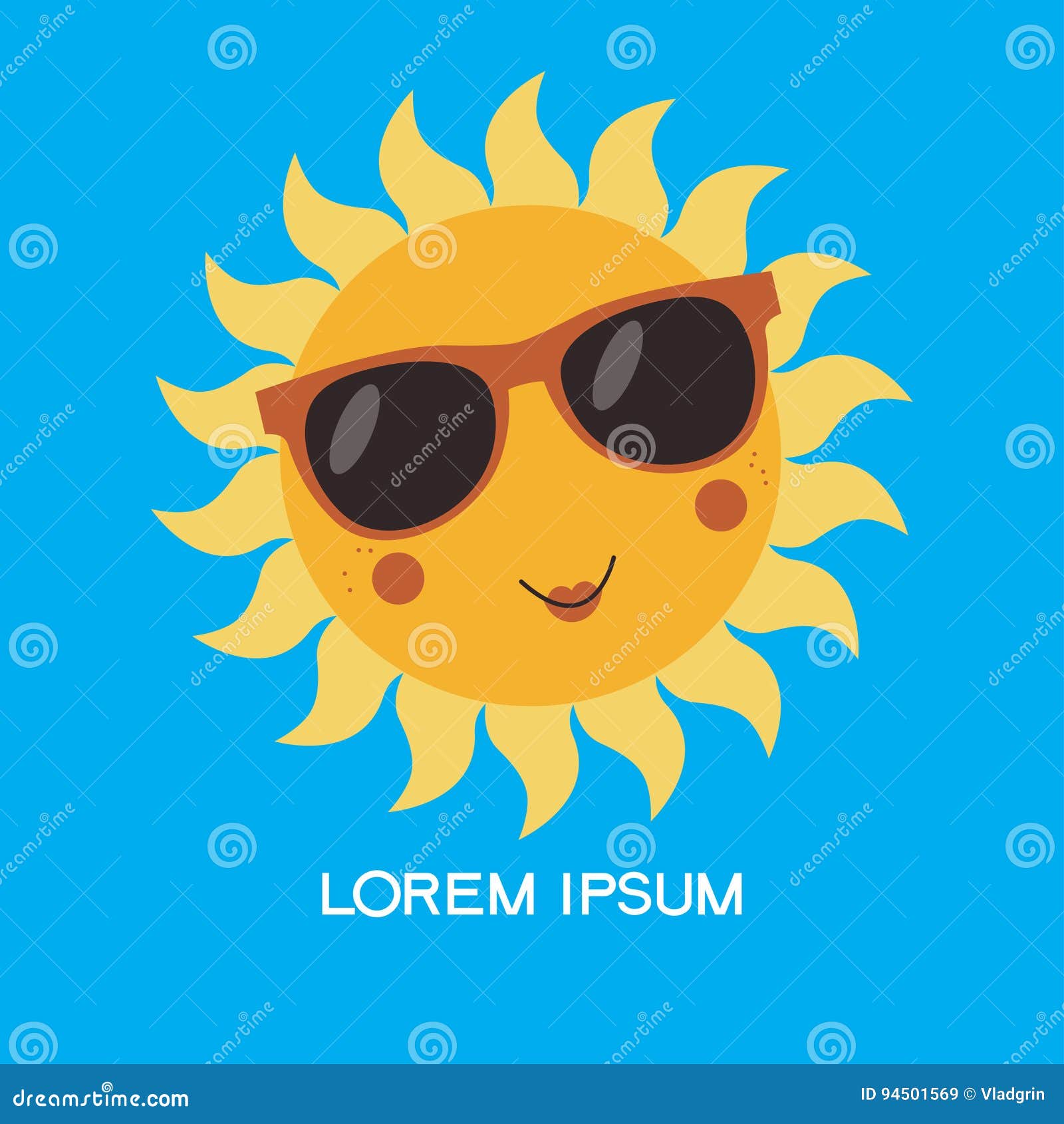 Cartoon sun in glasses stock vector. Illustration of graphic - 94501569