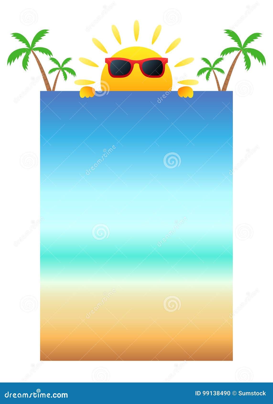 Cartoon Sun with Glasses Holding a Blank Banner Stock Vector ...