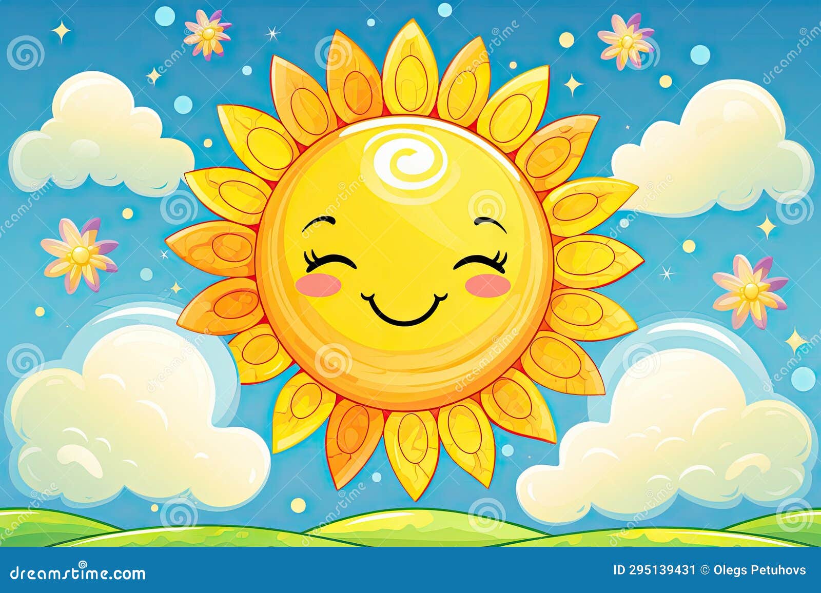 A Cartoon Sun with a Happy Face on a Sunny Day. Generative Ai Stock ...