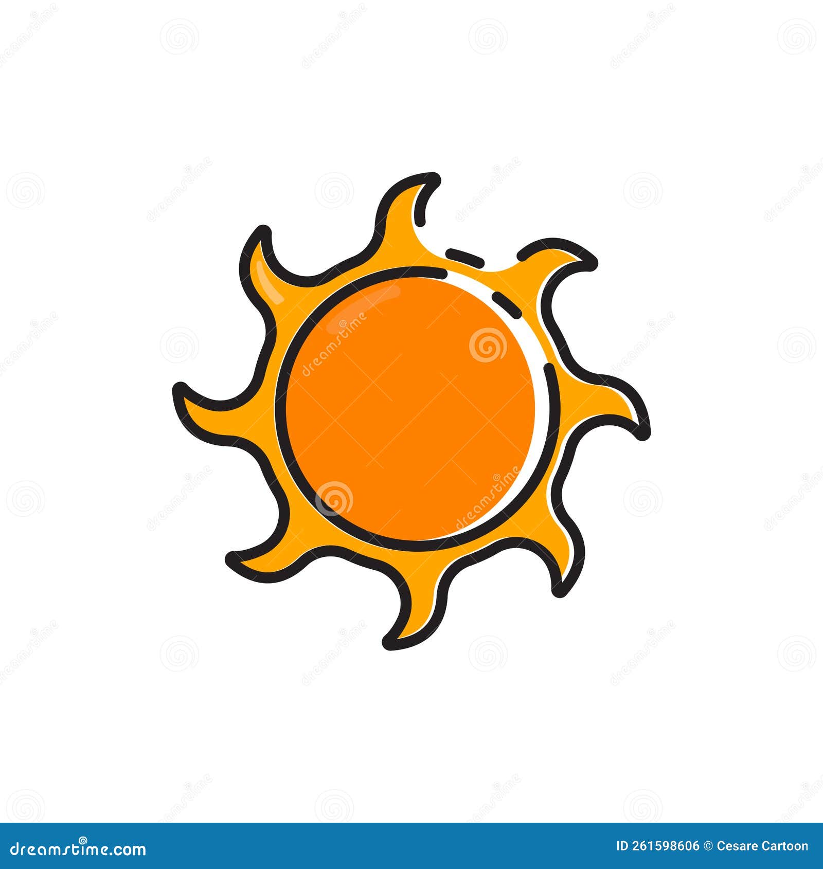 Cartoon sun icon stock vector. Illustration of simple - 261598606