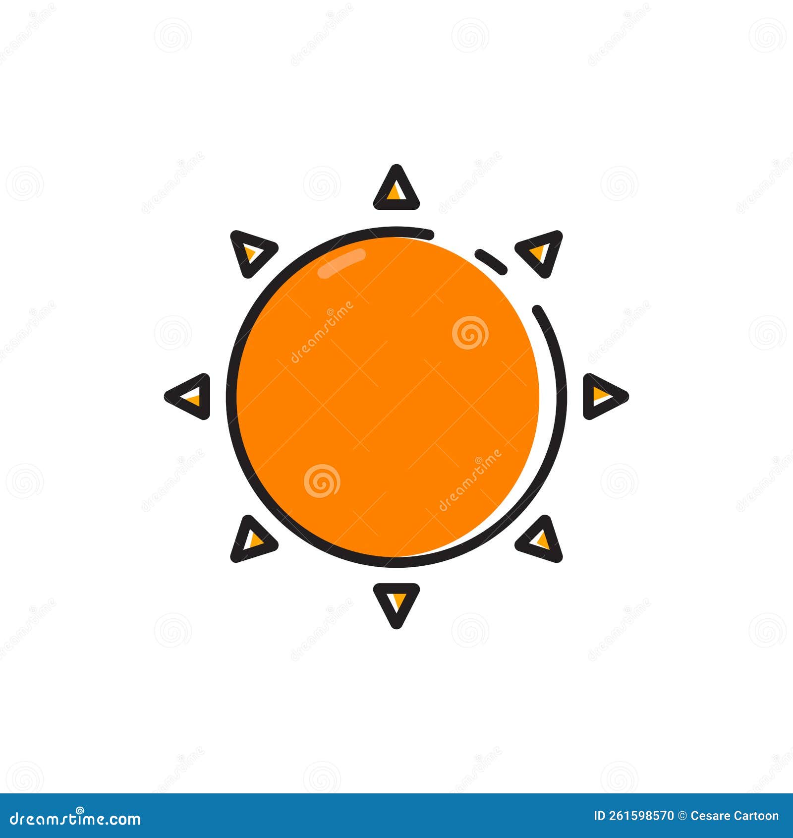 Cartoon sun icon stock vector. Illustration of icon - 261598570