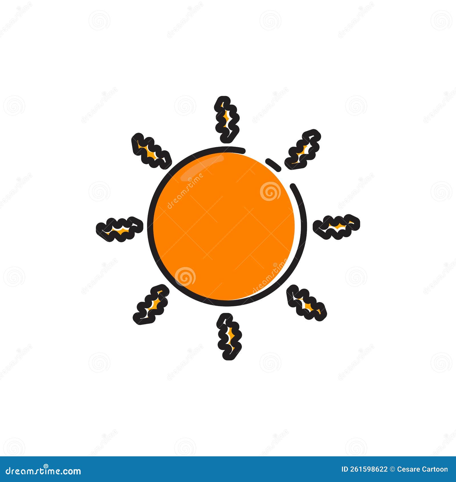 Cartoon sun icon stock vector. Illustration of vector - 261598622