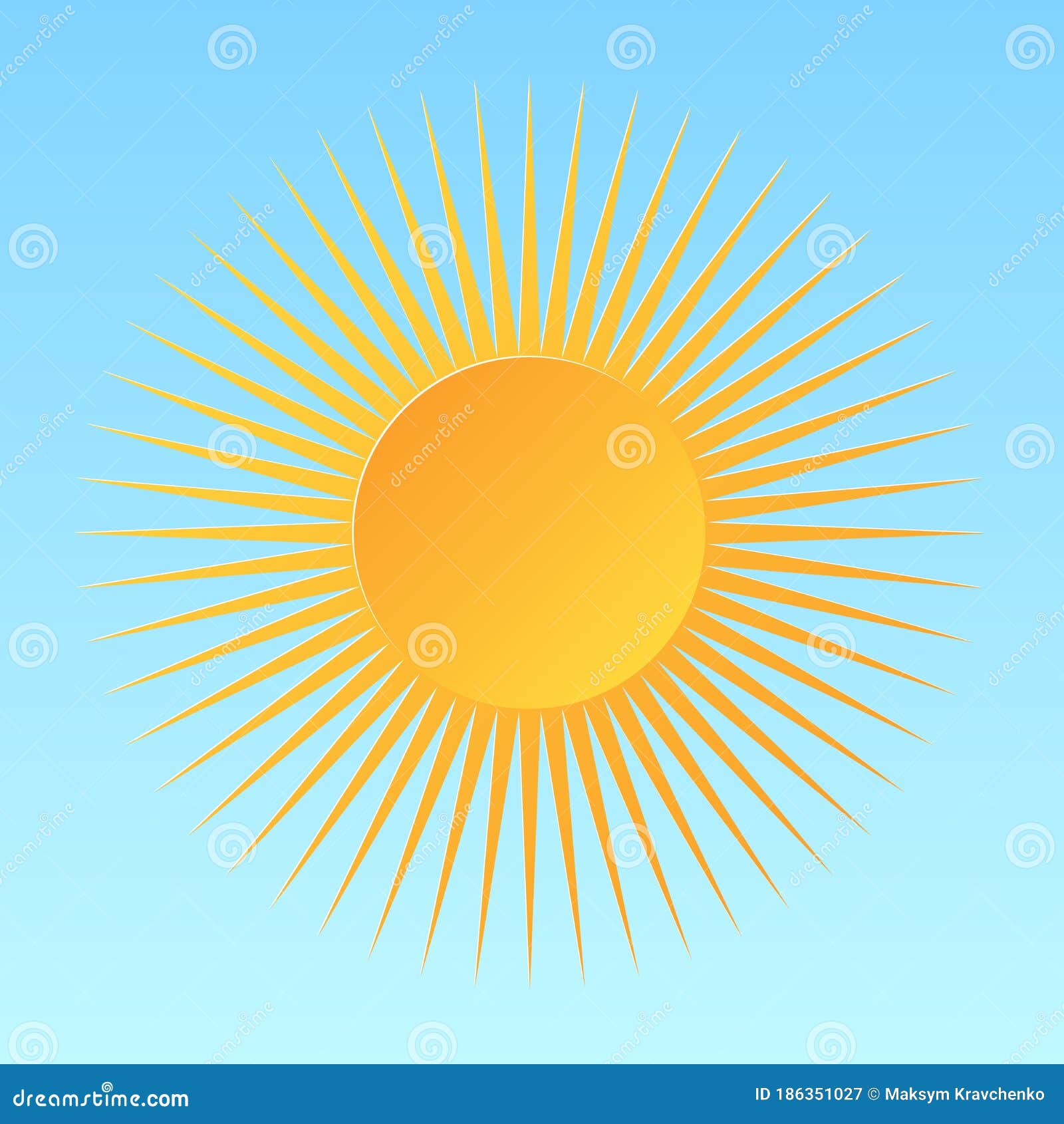 Cartoon Sun Isolated on Blue Background. Sunshine Design Stock Vector ...