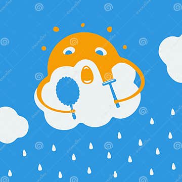 Cartoon about the Sun and Rain Stock Vector - Illustration of mirror ...