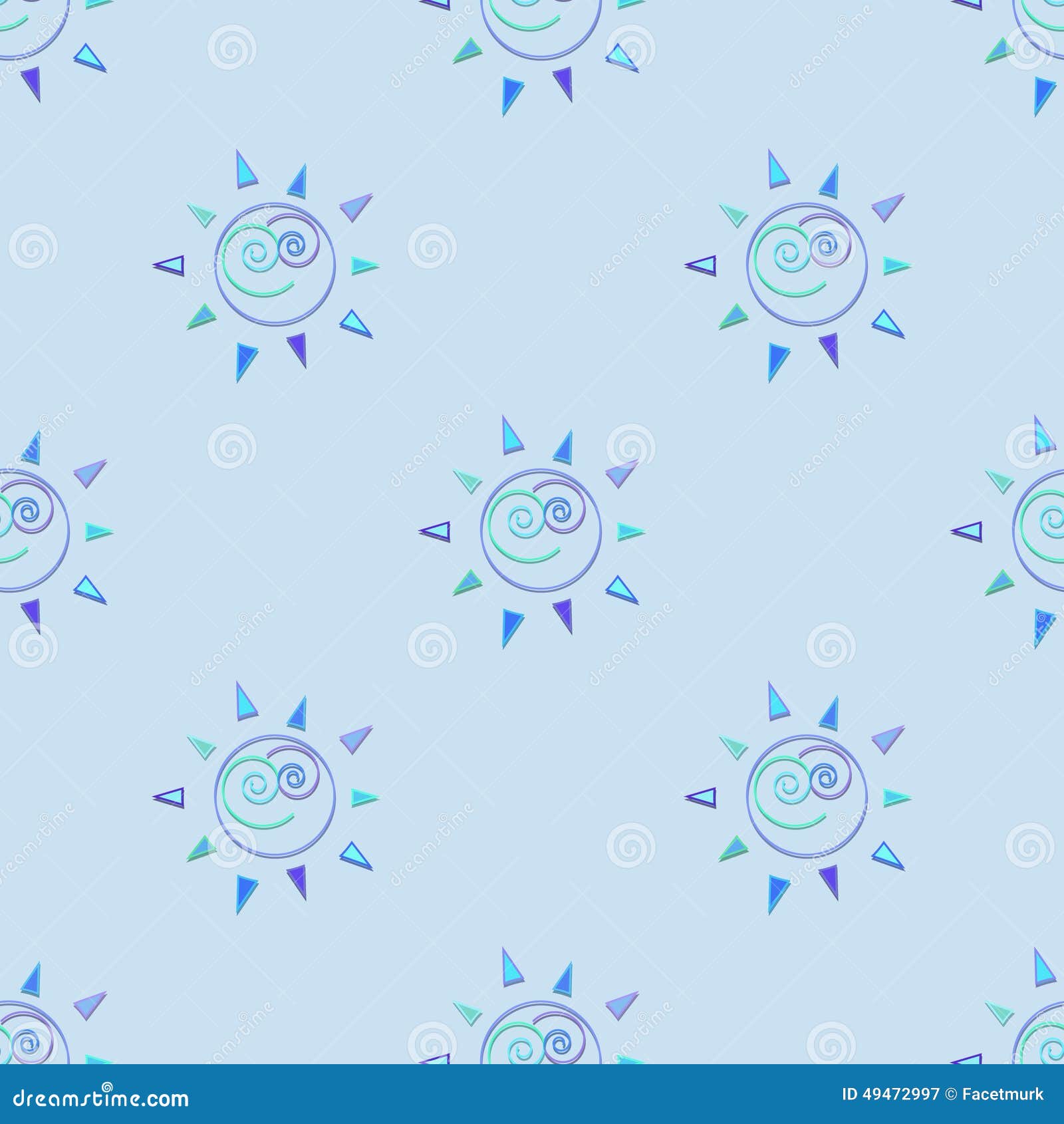 Cartoon Sun Seamless Pattern Illustration Stock Vector - Illustration ...