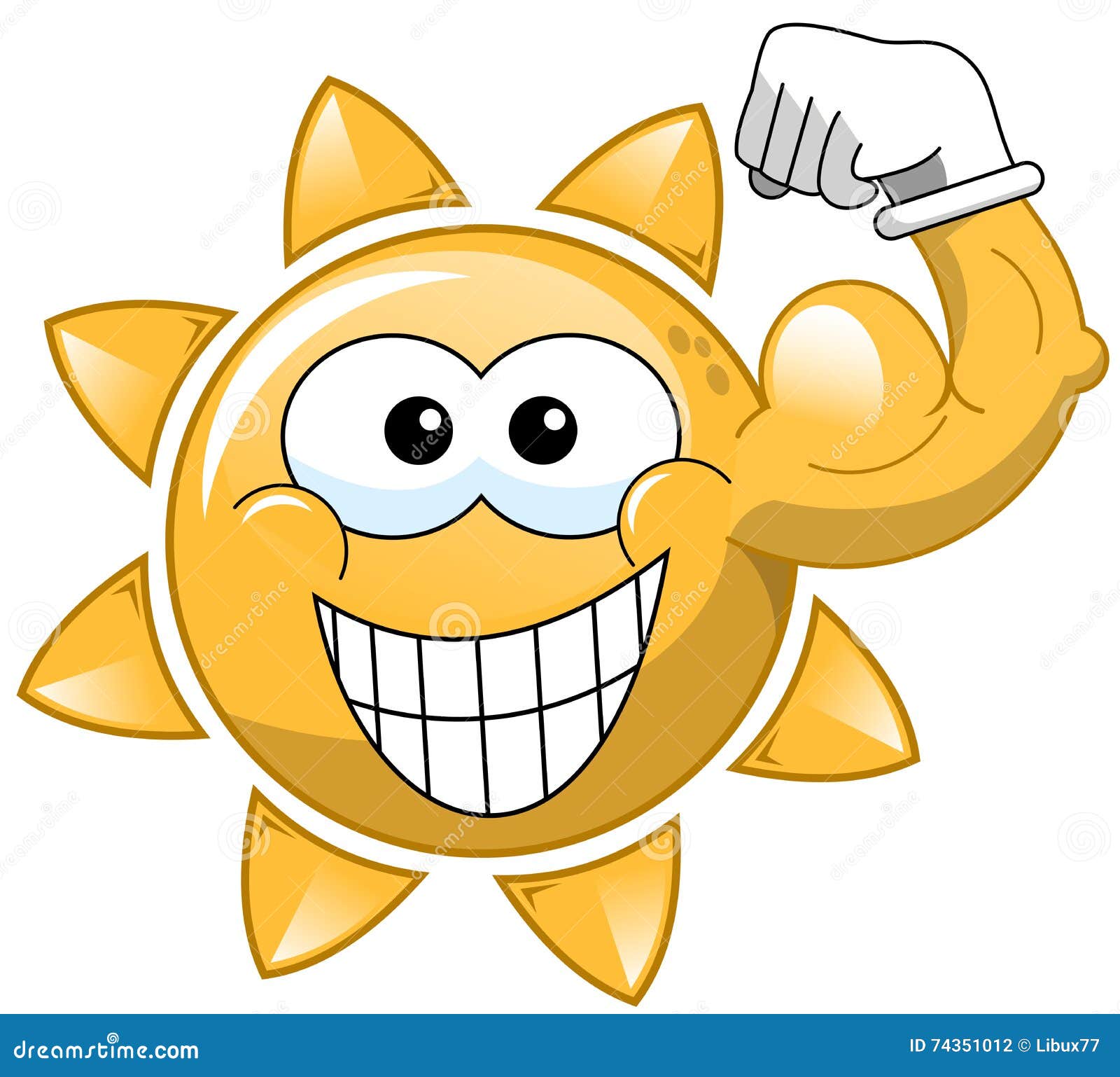 Cartoon sun showing biceps stock vector. Illustration of science - 74351012