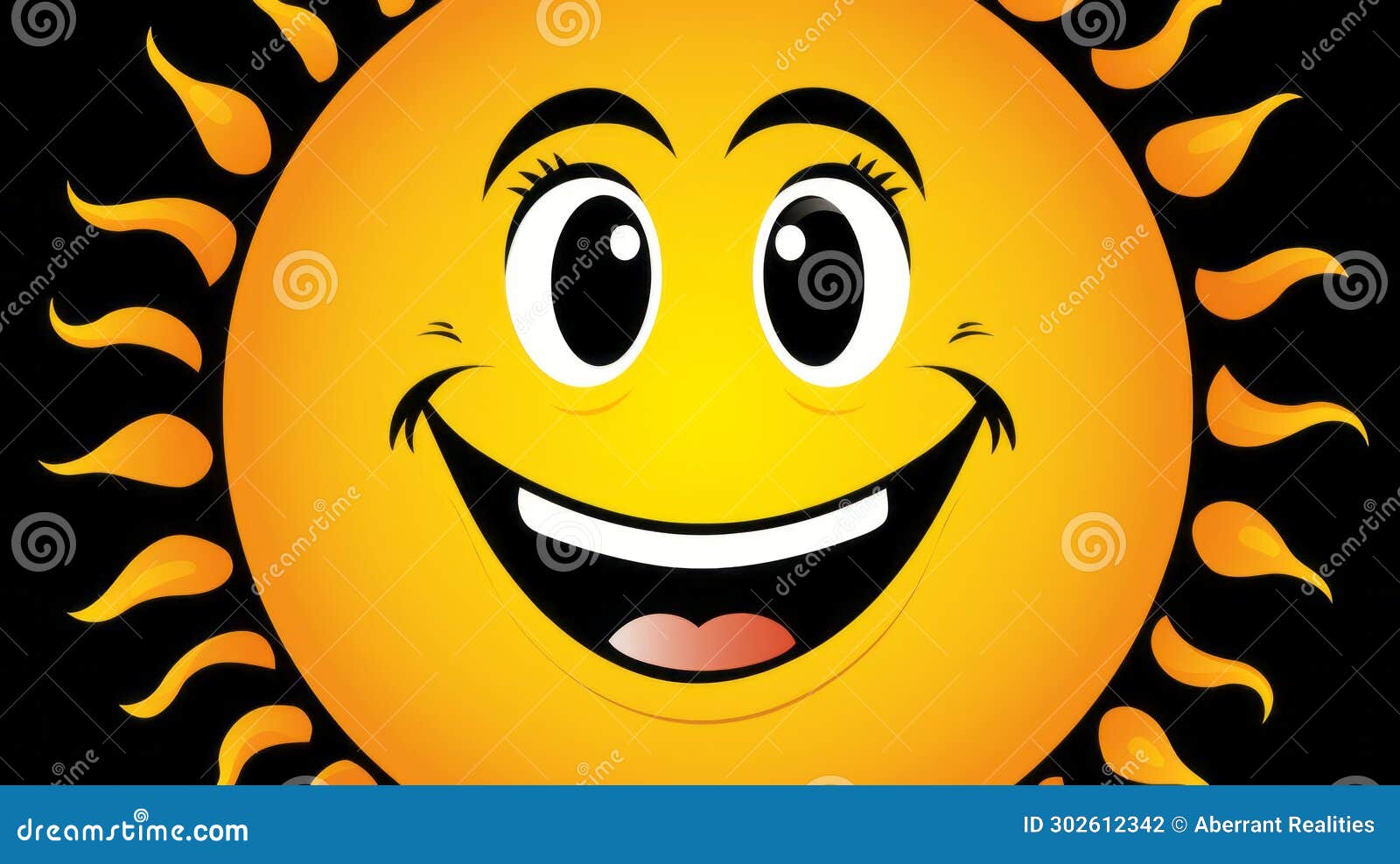 A Cartoon Sun with a Smile on Its Face Stock Illustration ...