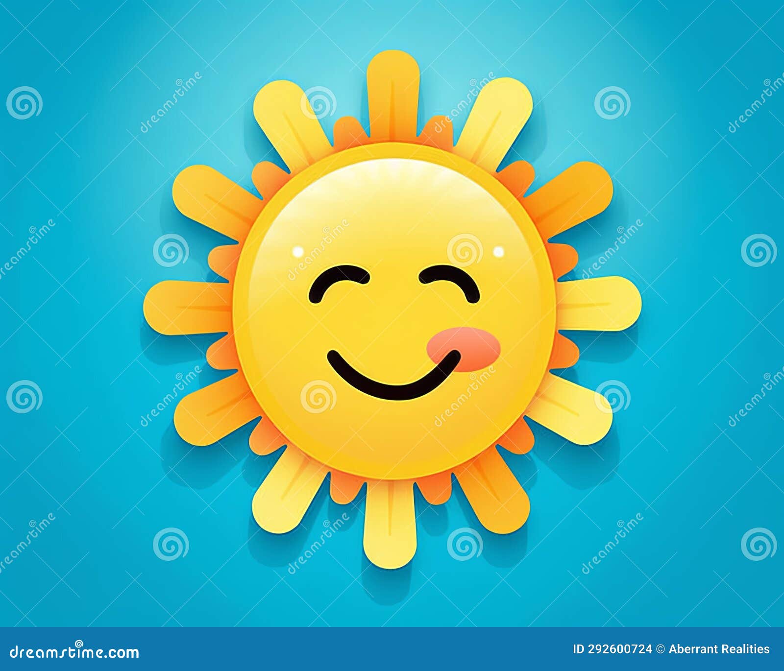 A Cartoon Sun with a Smiley Face on a Blue Background Stock ...