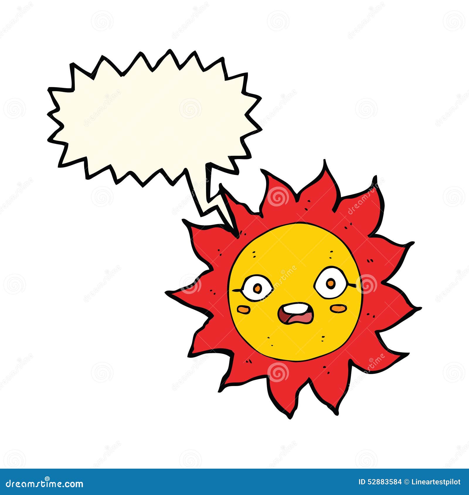 Cartoon Sun with Speech Bubble Stock Illustration - Illustration of ...