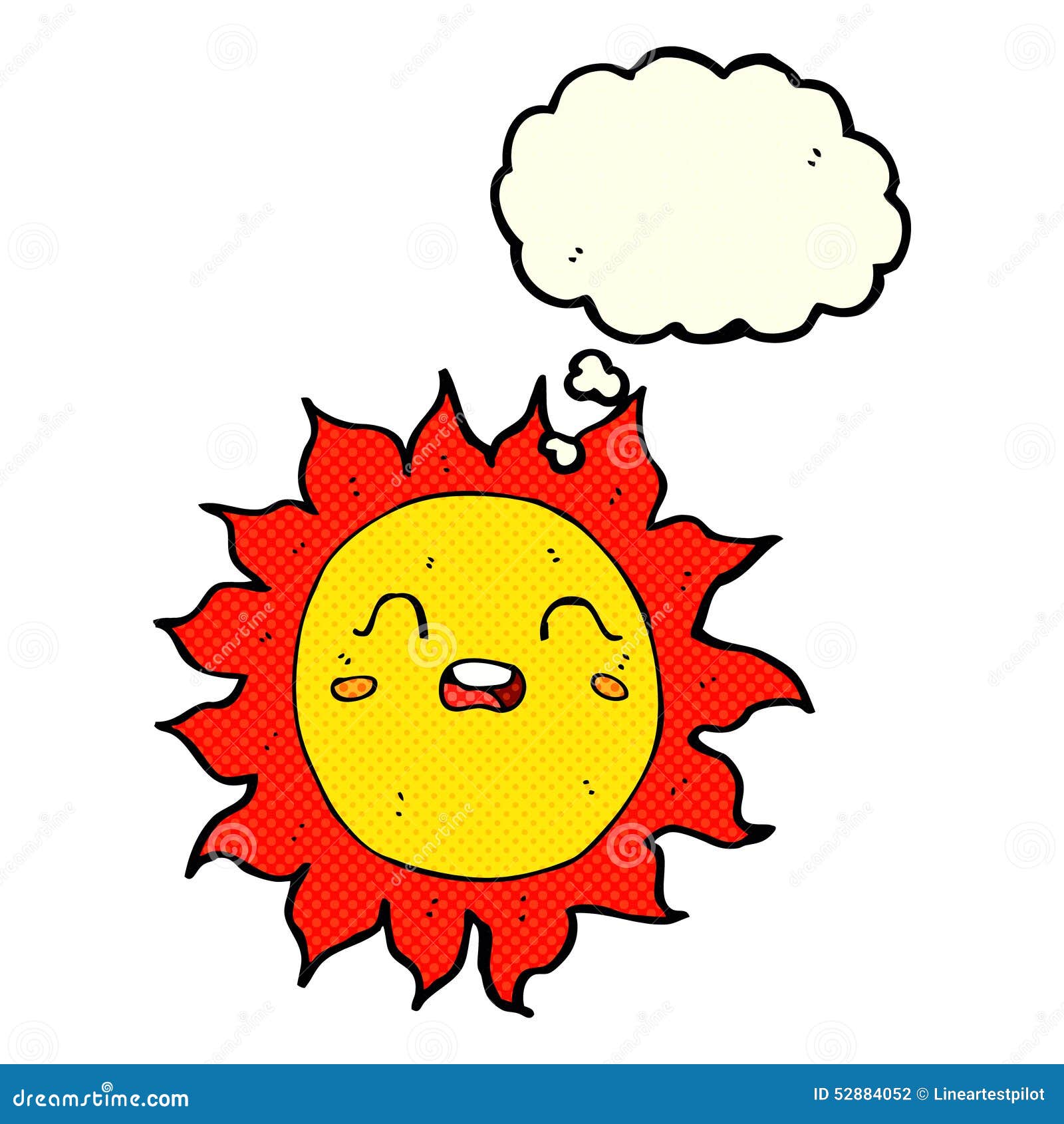 Cartoon Sun with Thought Bubble Stock Illustration - Illustration of ...