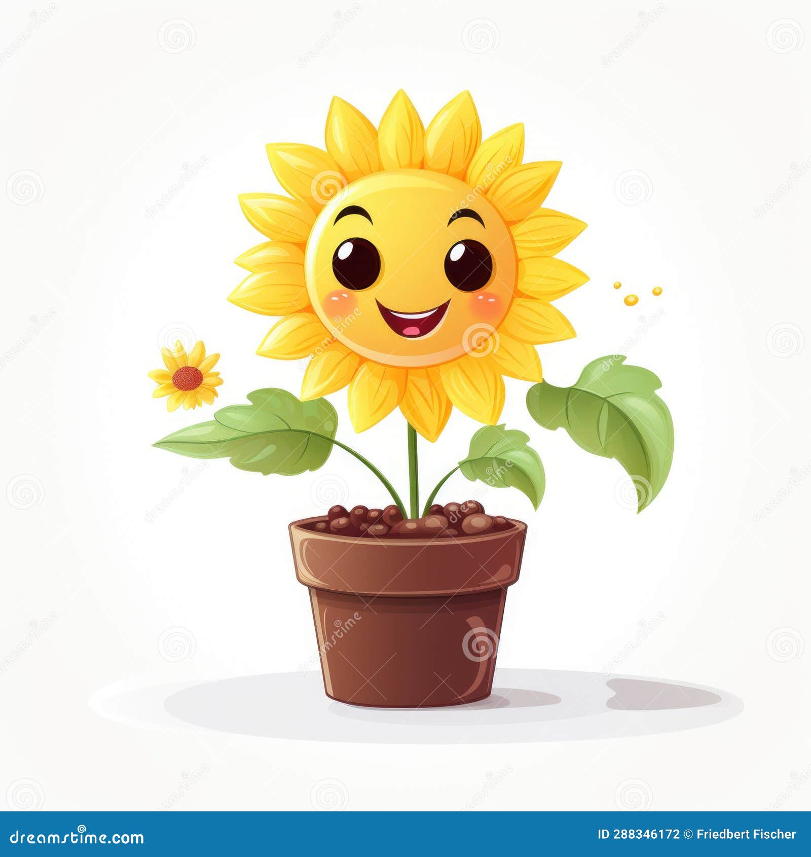 A Cartoon Sunflower in a Pot with a Happy Face. Stock Illustration ...