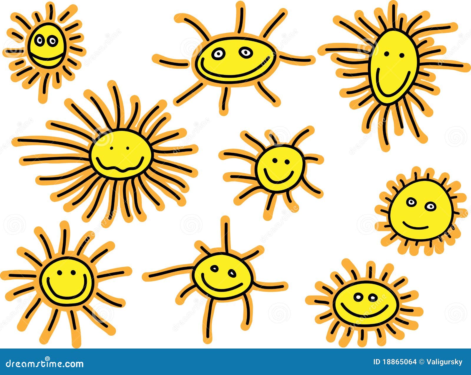 Cartoon suns stock vector. Illustration of yellow, sketch - 18865064